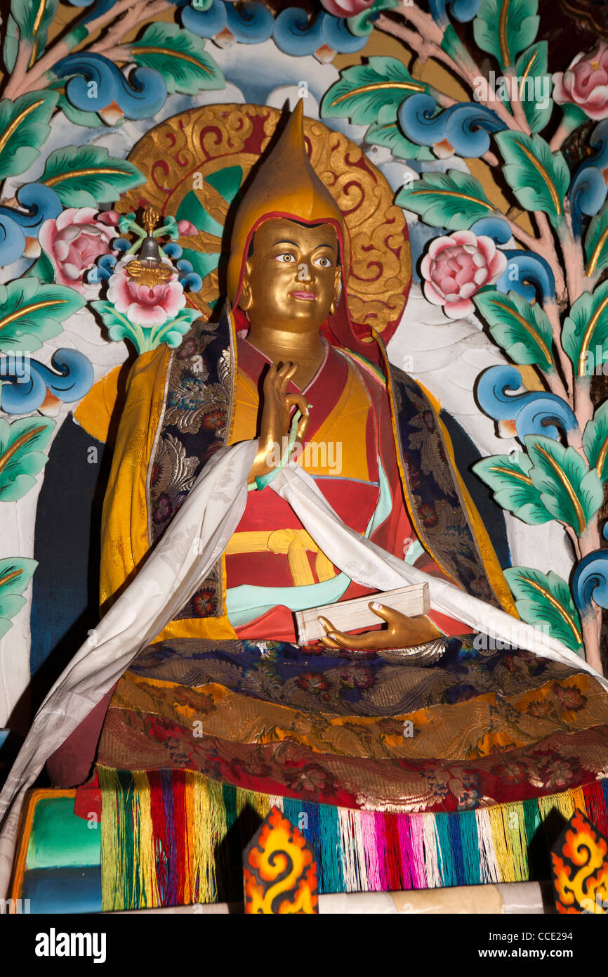 India, Arunachal Pradesh, Tawang Gompa, altar golden lama statue ...
