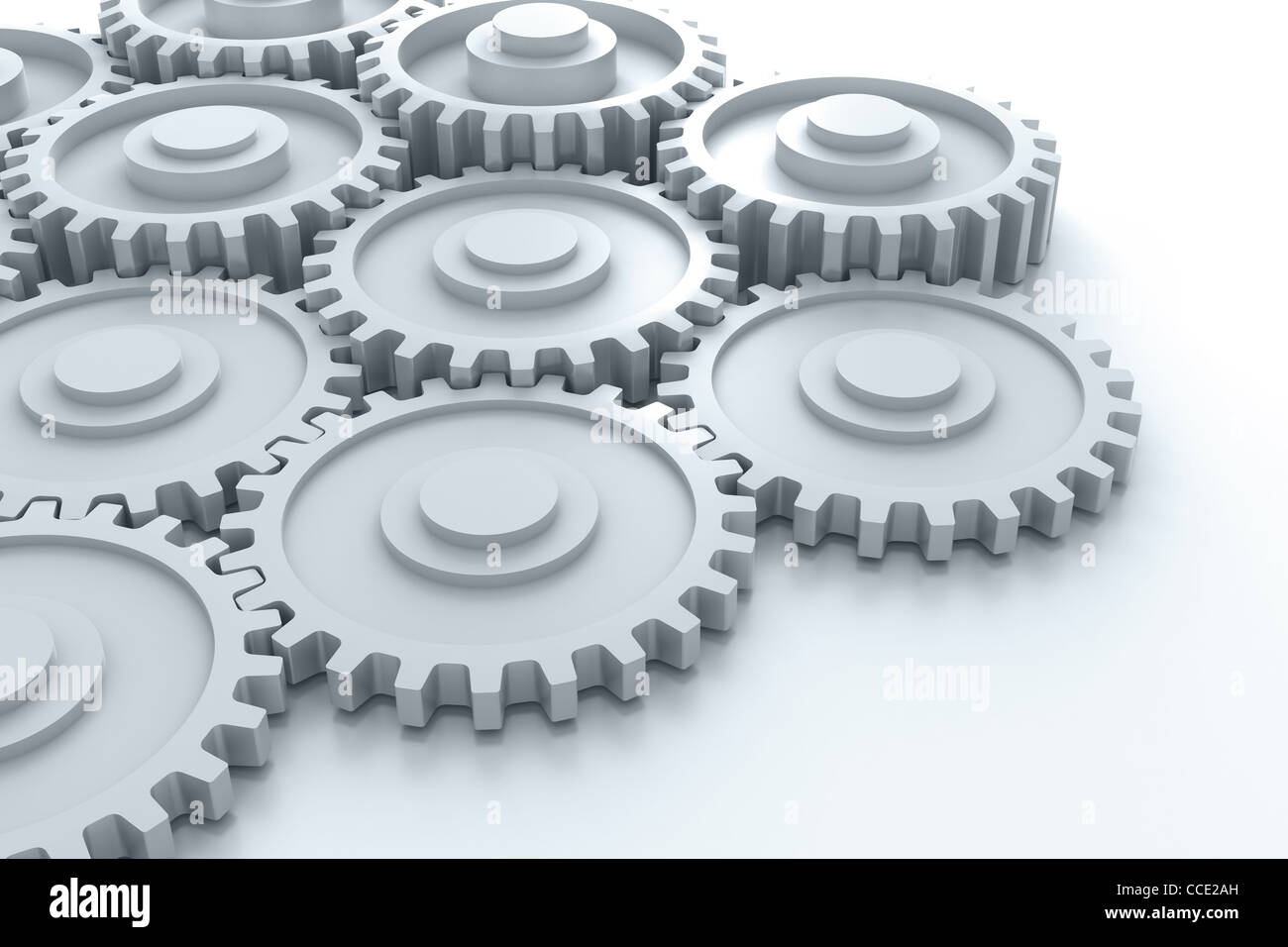 Gears in action on white background. (Digitally generated image Stock ...