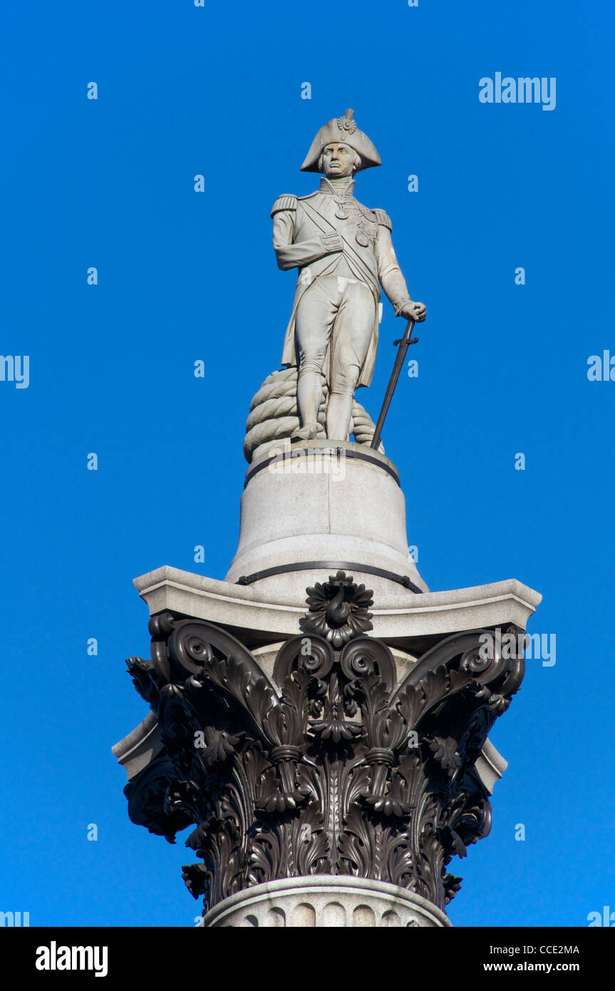 Close-up Admiral Nelson Nelson's Column Trafalgar Square London England ...
