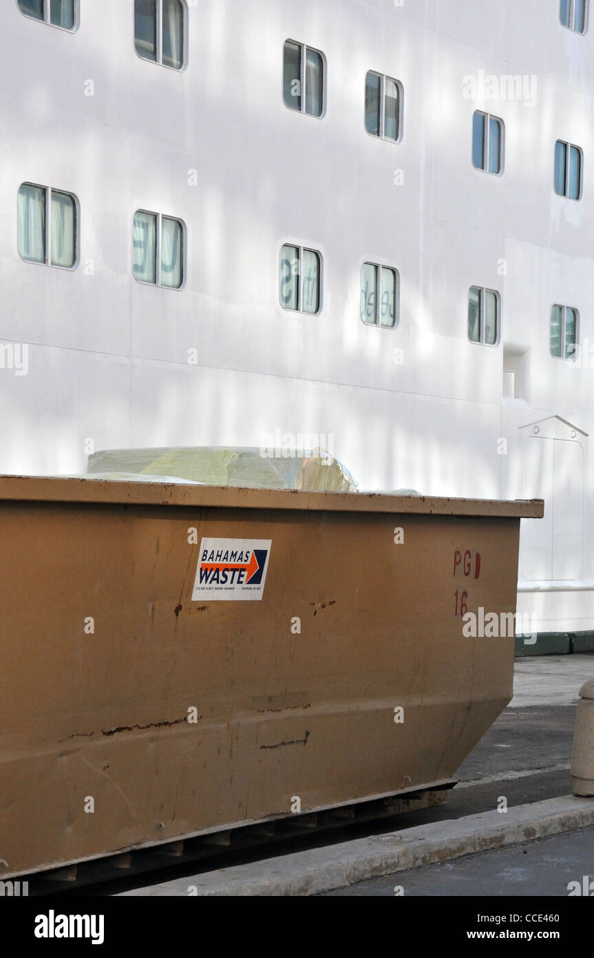 Garbage container, Nassau cruise ship port, Bahamas Stock Photo - Alamy