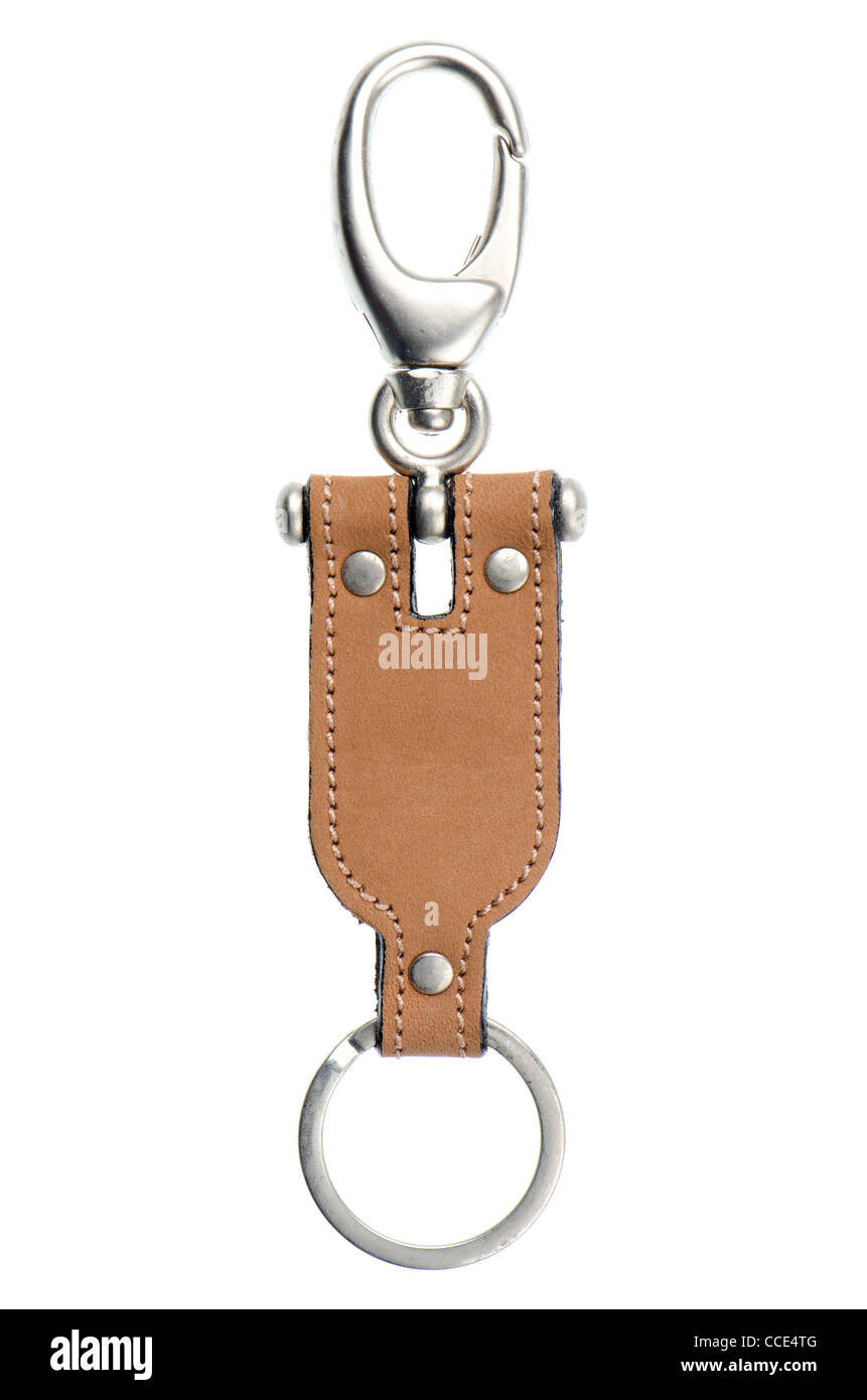 Leather keychain isolated on white background Stock Photo - Alamy