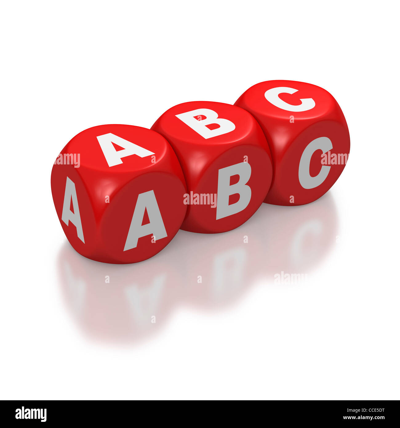 ABC as text or concept on red dice or blocks on white background Stock ...