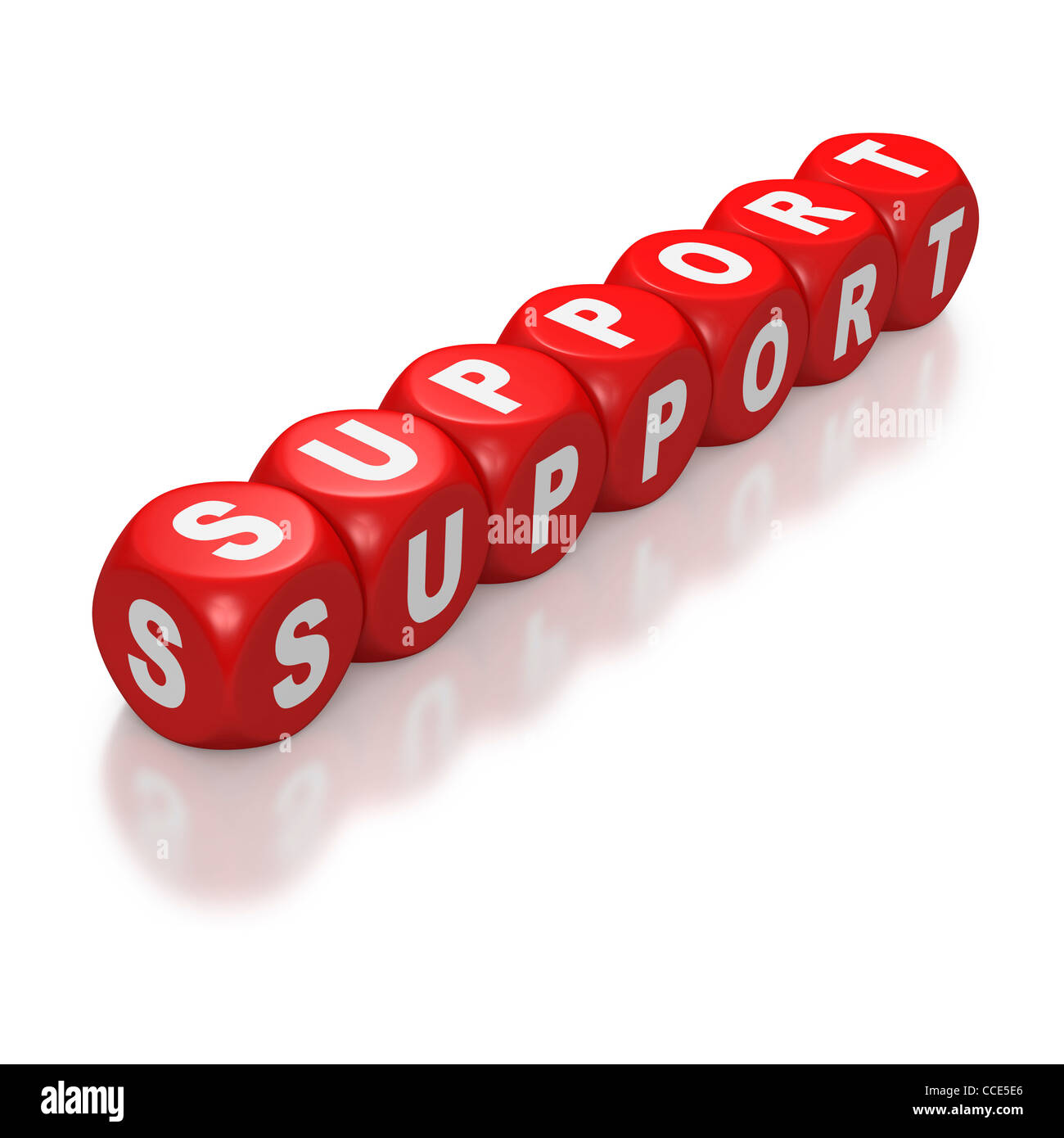 Support as text on red dice or blocks on white background Stock Photo ...