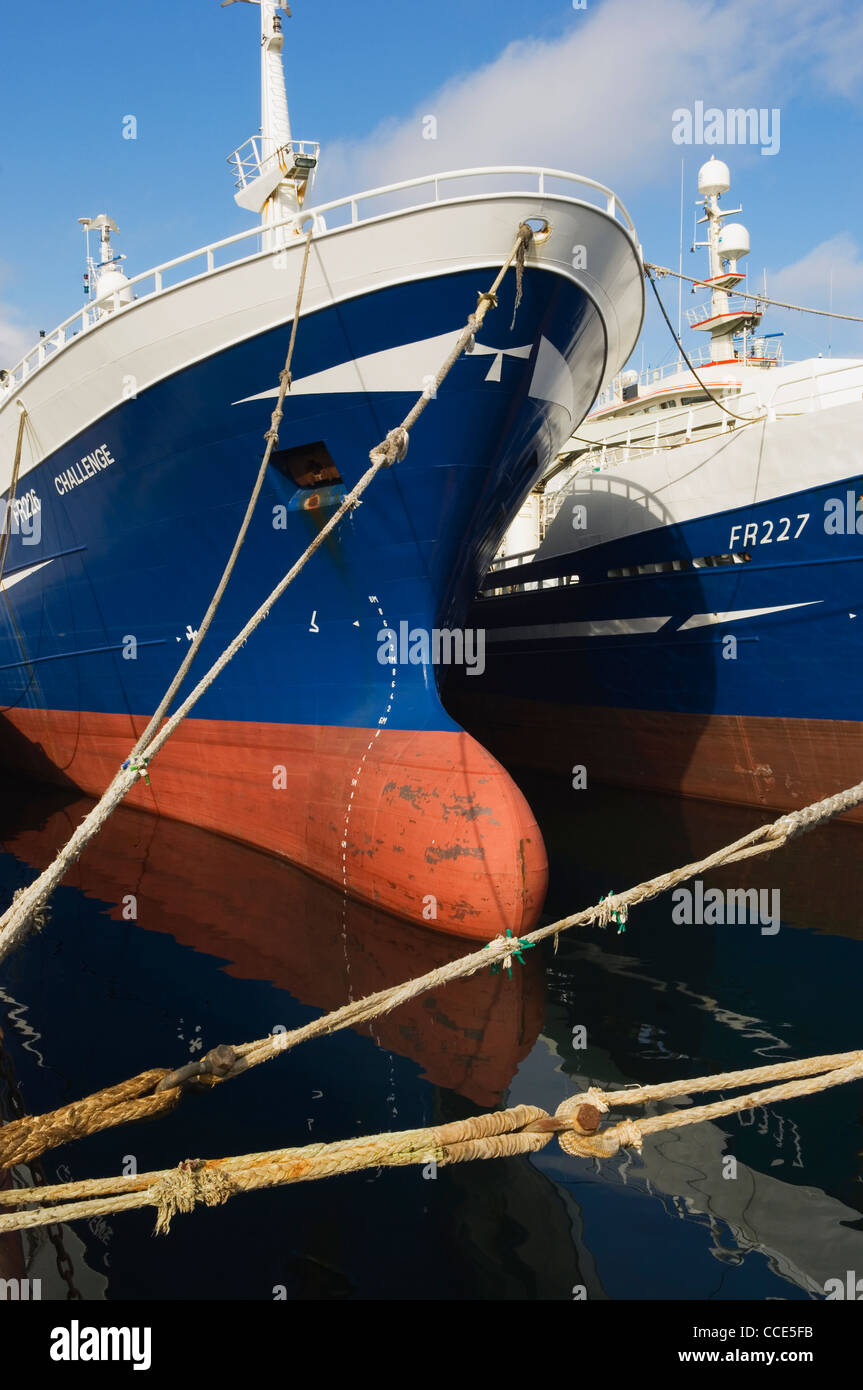 Deep sea trawlers at Fraserburgh harbour, Aberdeen-shire, Scotland ...