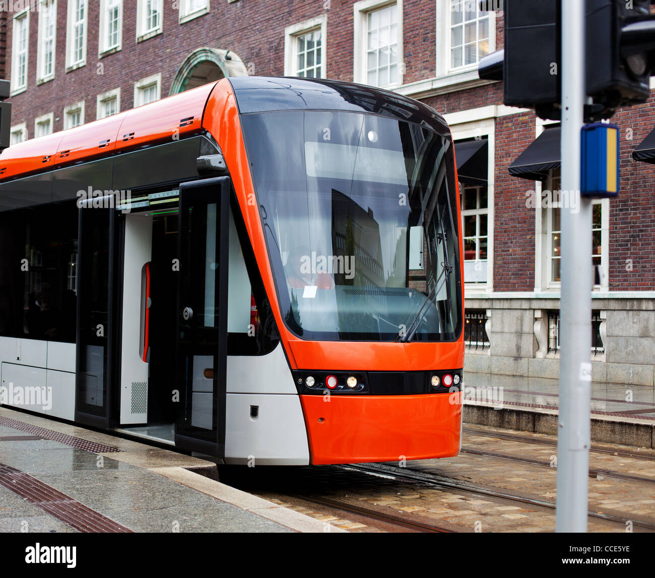 Modern tram in Bergen Norway Stock Photo - Alamy
