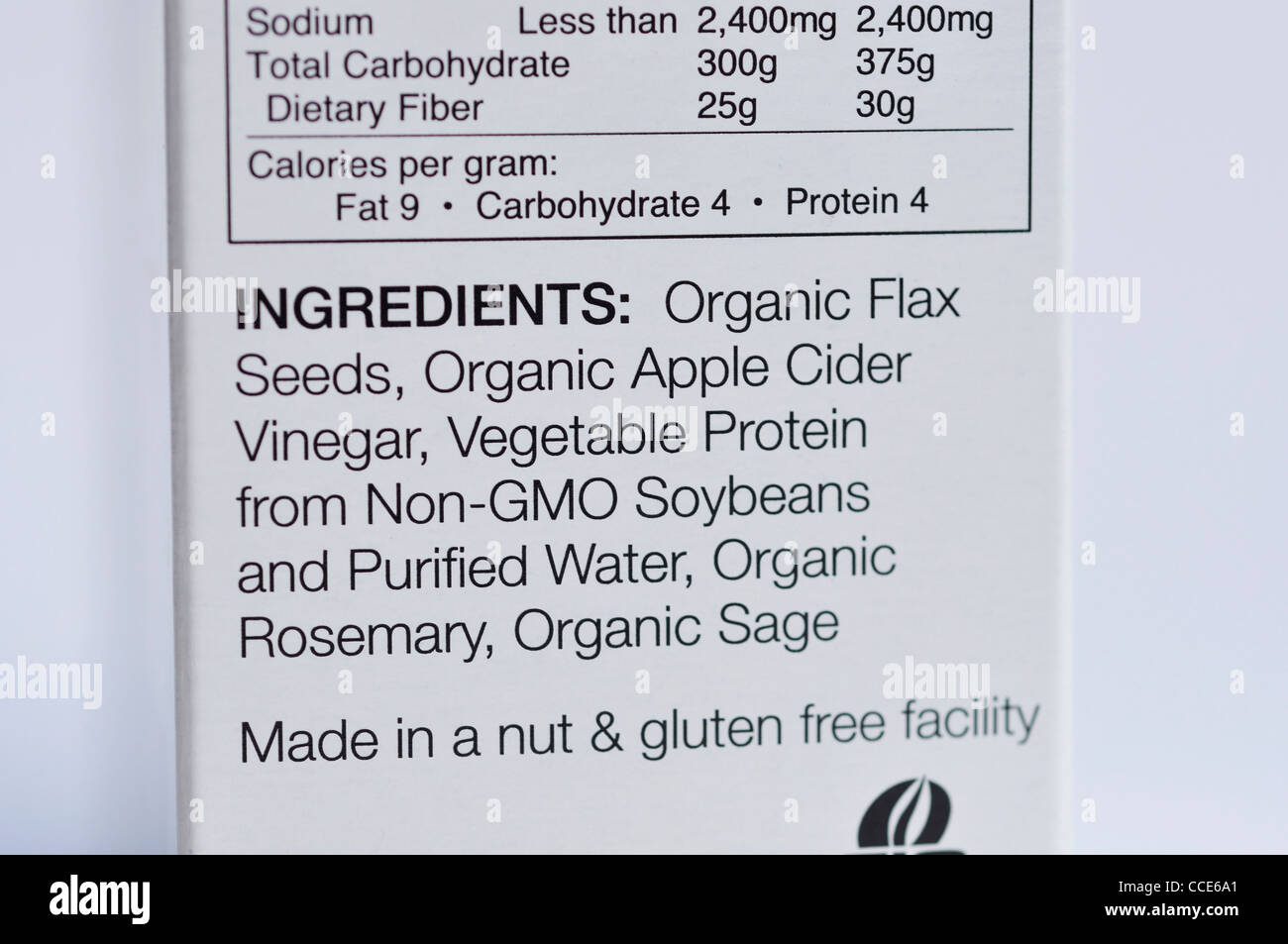 Nutrition information on food package Stock Photo - Alamy