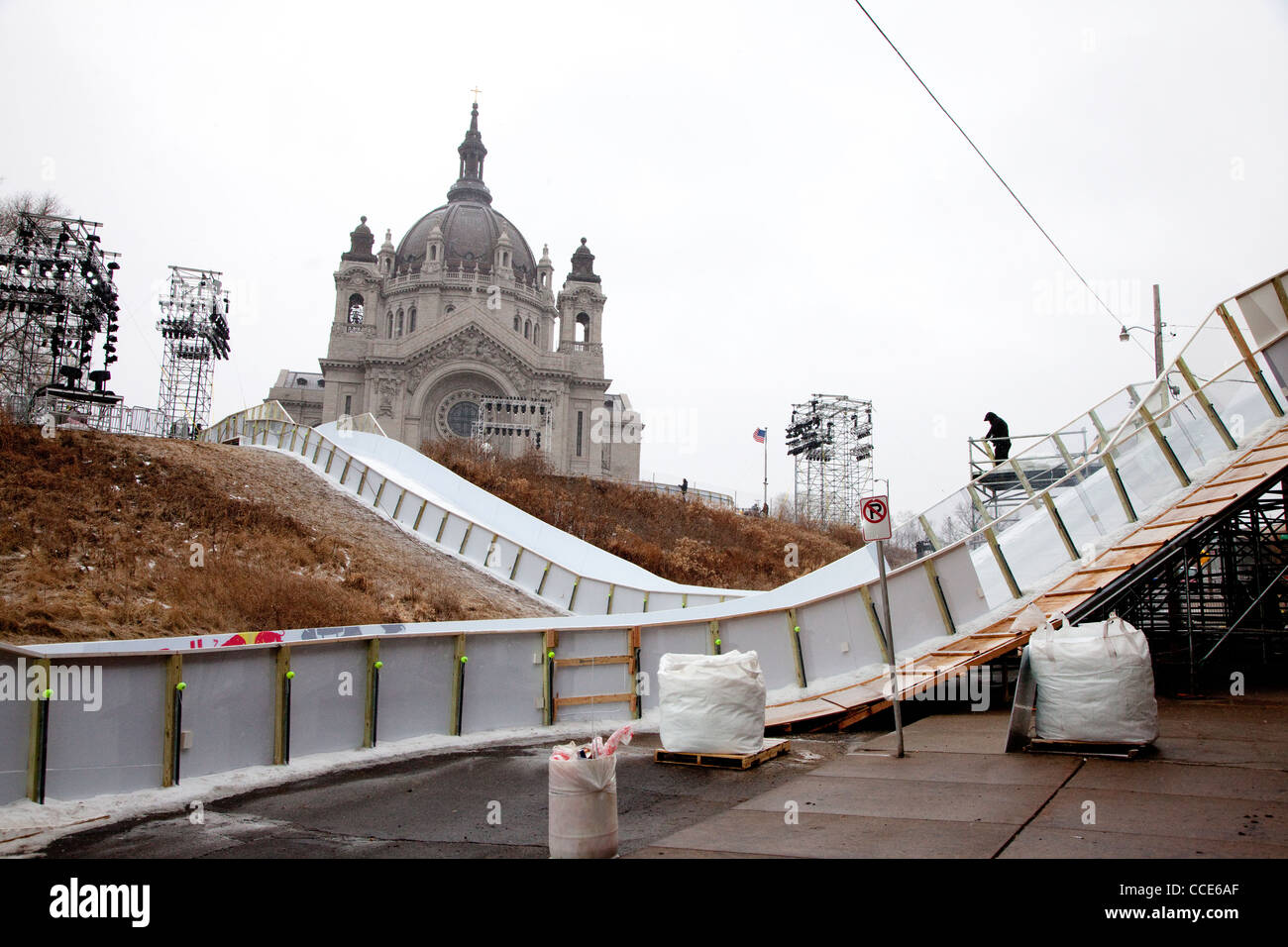 Red Bull Crashed Ice 400 meter track for ice skate competition starting ...