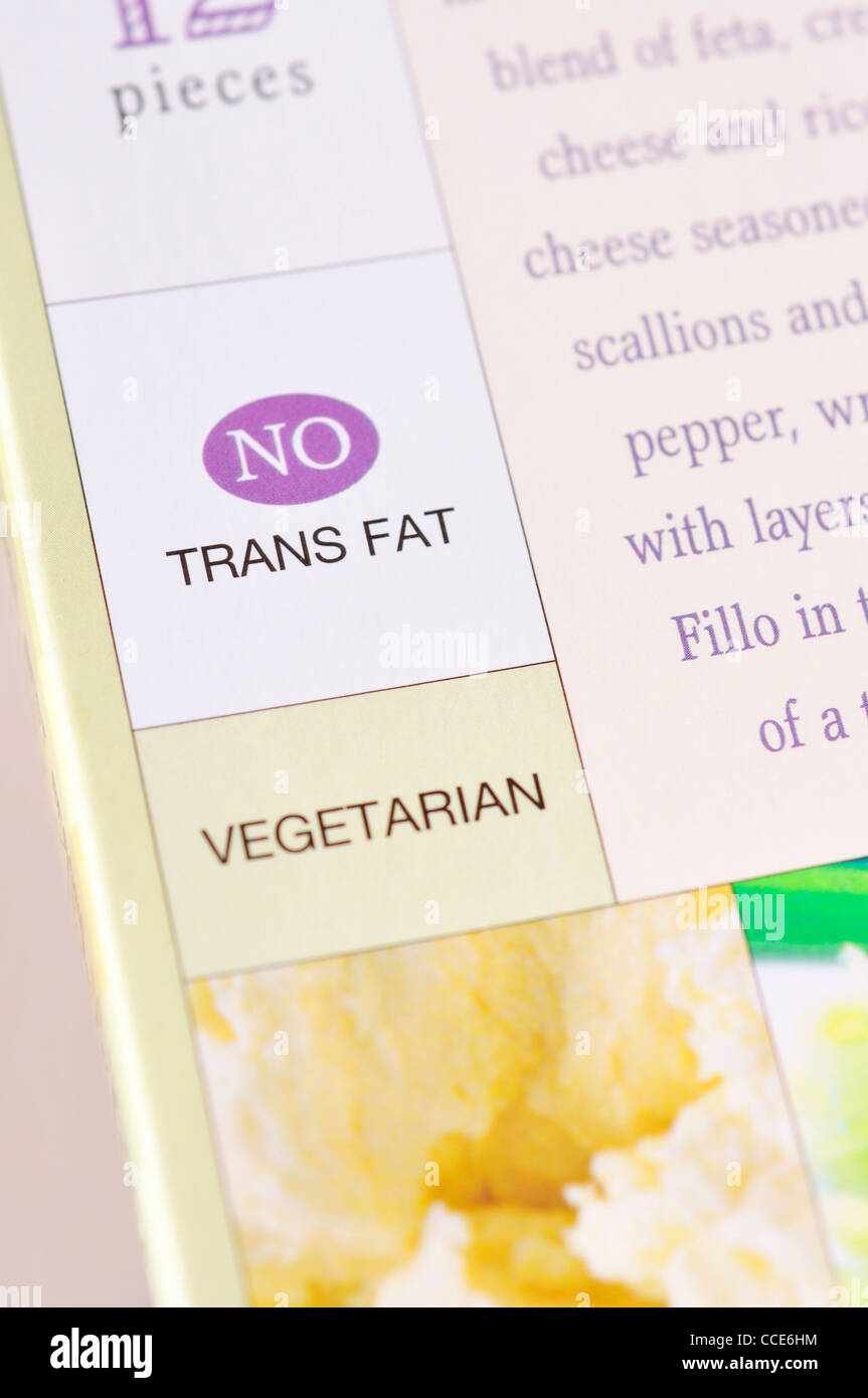 No trans fat & Vegetarian signs on food package Stock Photo - Alamy