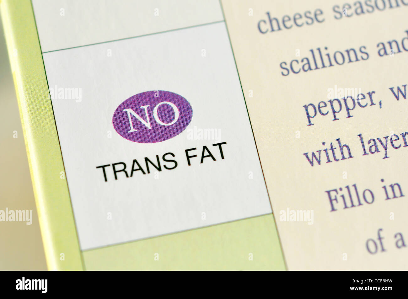 No trans fat sign on food package Stock Photo - Alamy