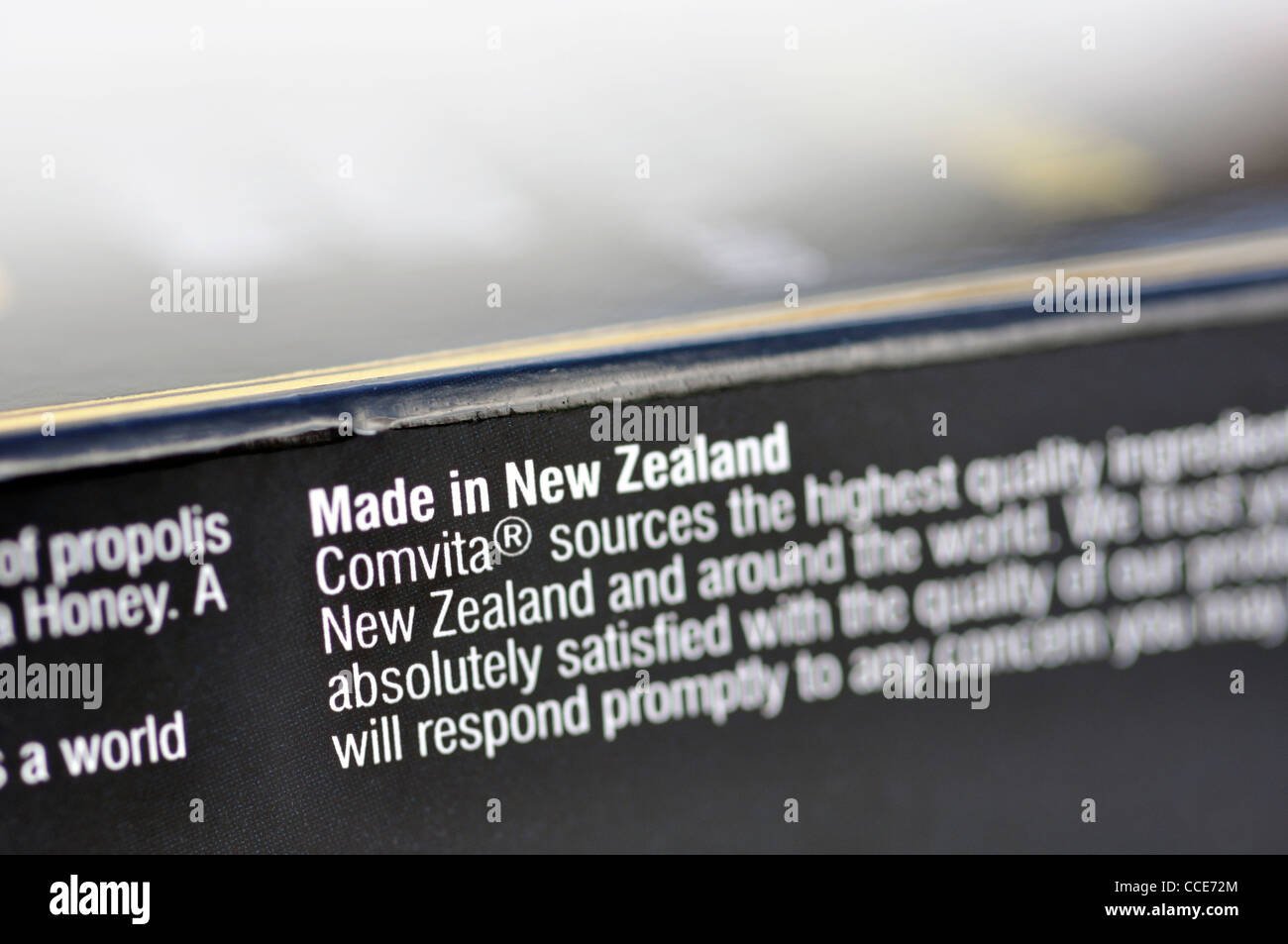 Made in New Zealand on food package Stock Photo - Alamy