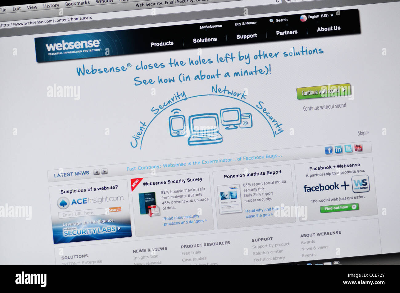 Websense.com - security website Stock Photo - Alamy