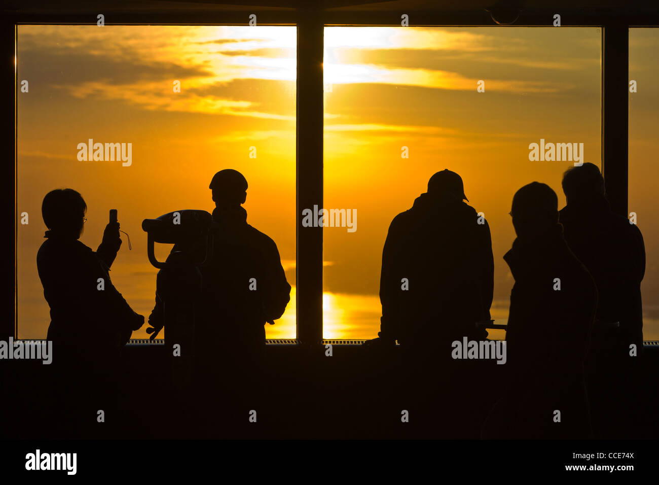 Sunset with silhouettes from Observation Tower Stock Photo - Alamy