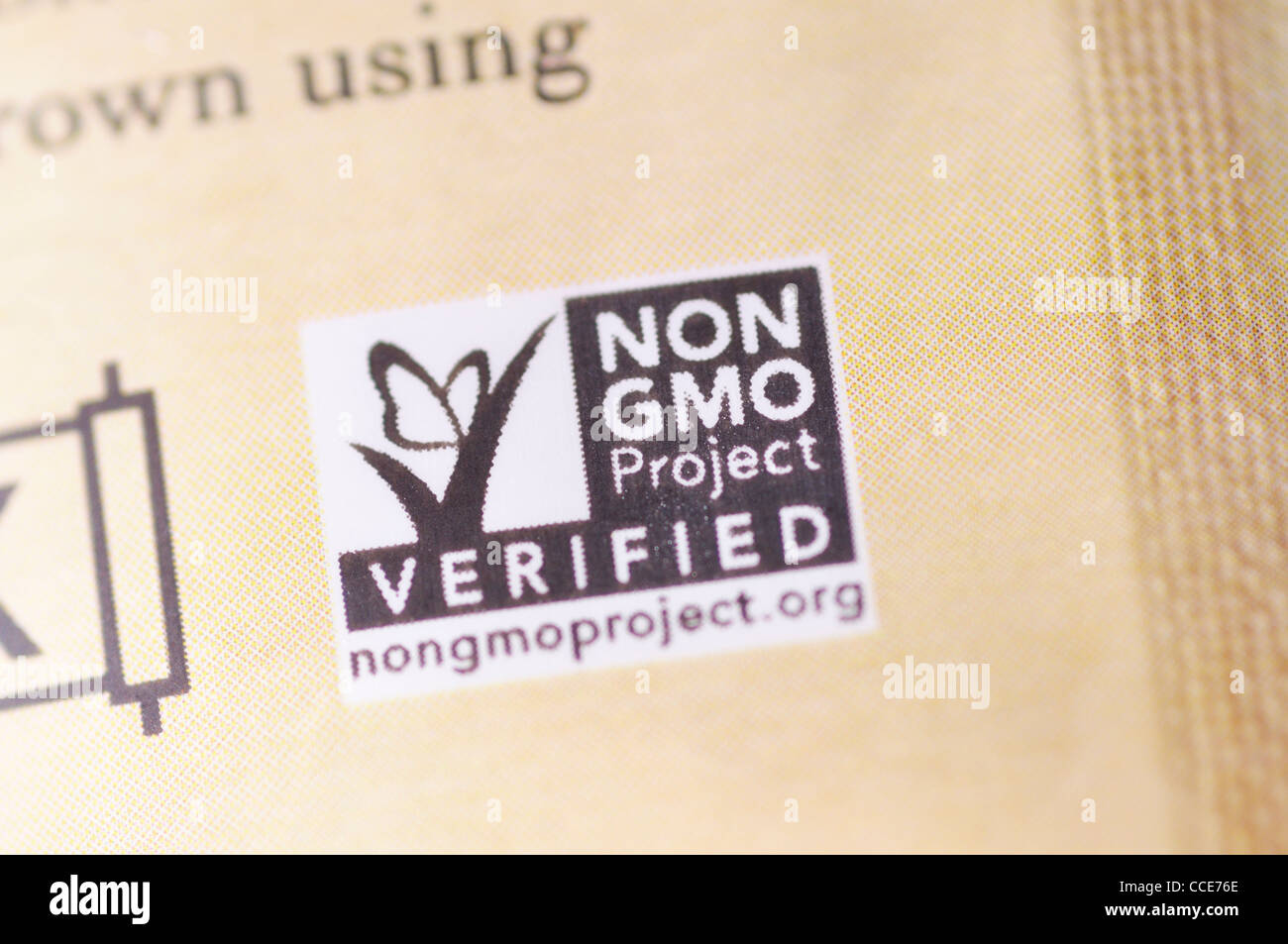 Non-GMO signs on food package Stock Photo - Alamy