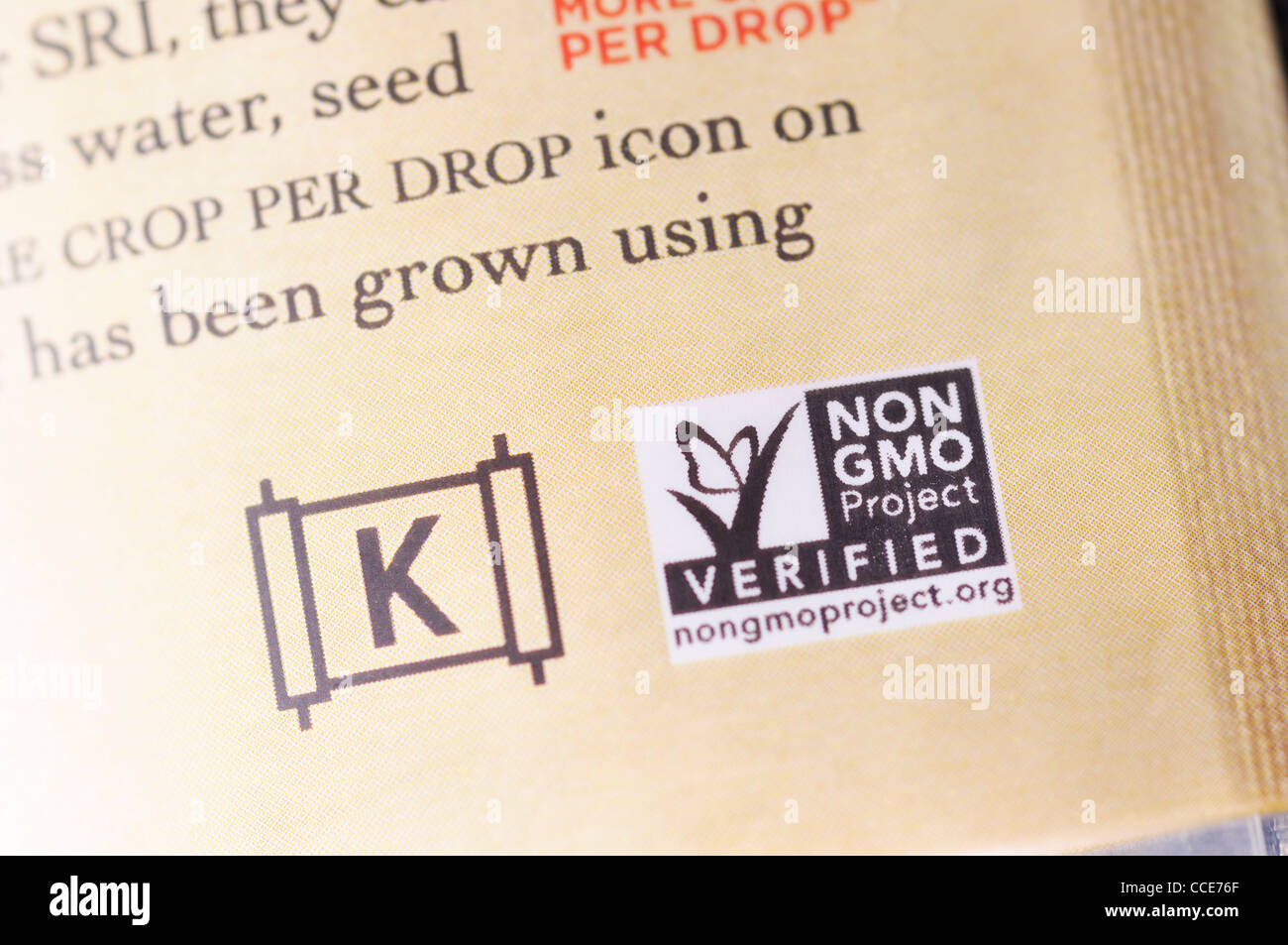 Kosher and Non-GMO signs on food package Stock Photo - Alamy