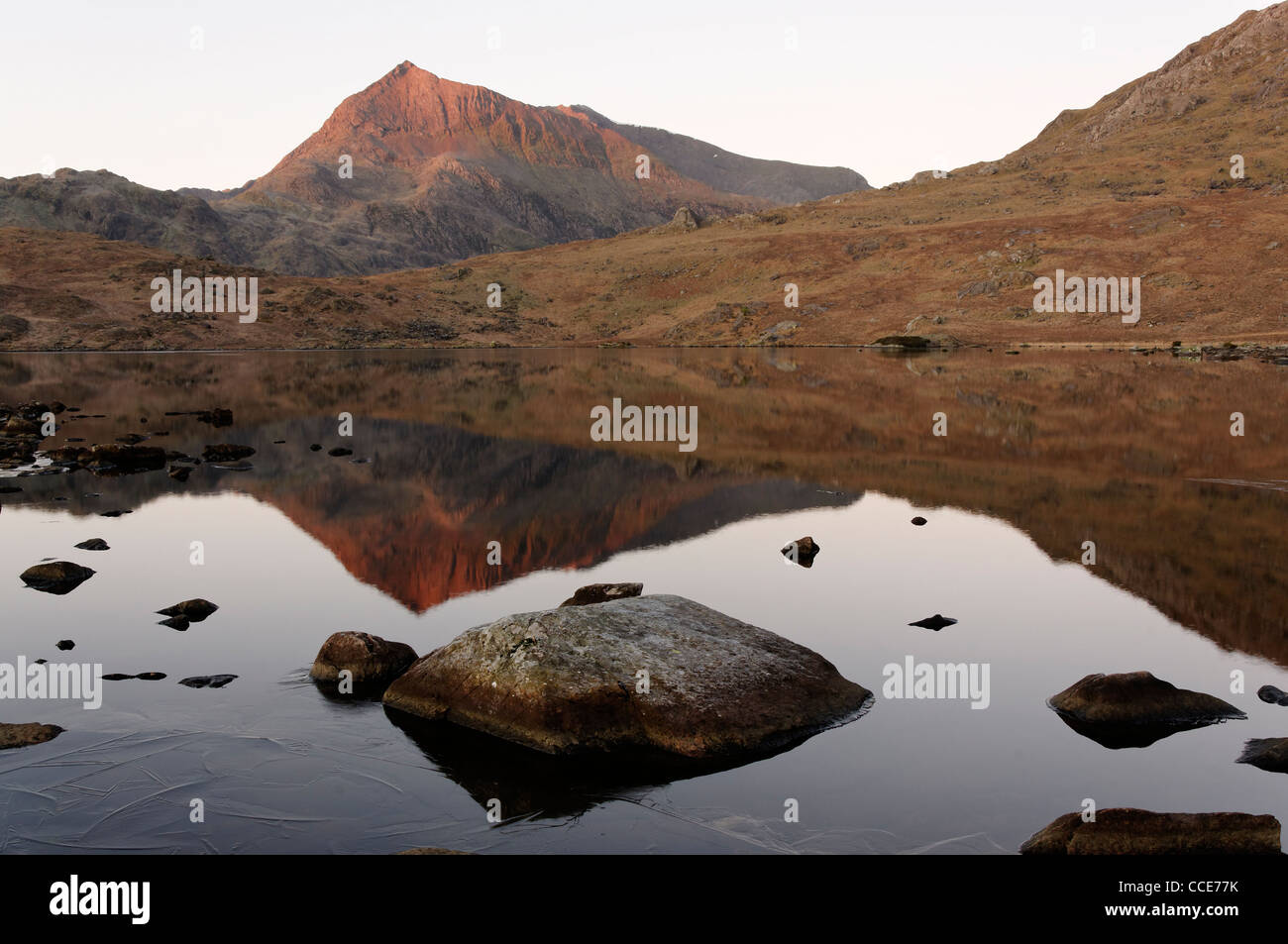 Sunrise hitting Crib Goch Snowdonia Stock Photo - Alamy