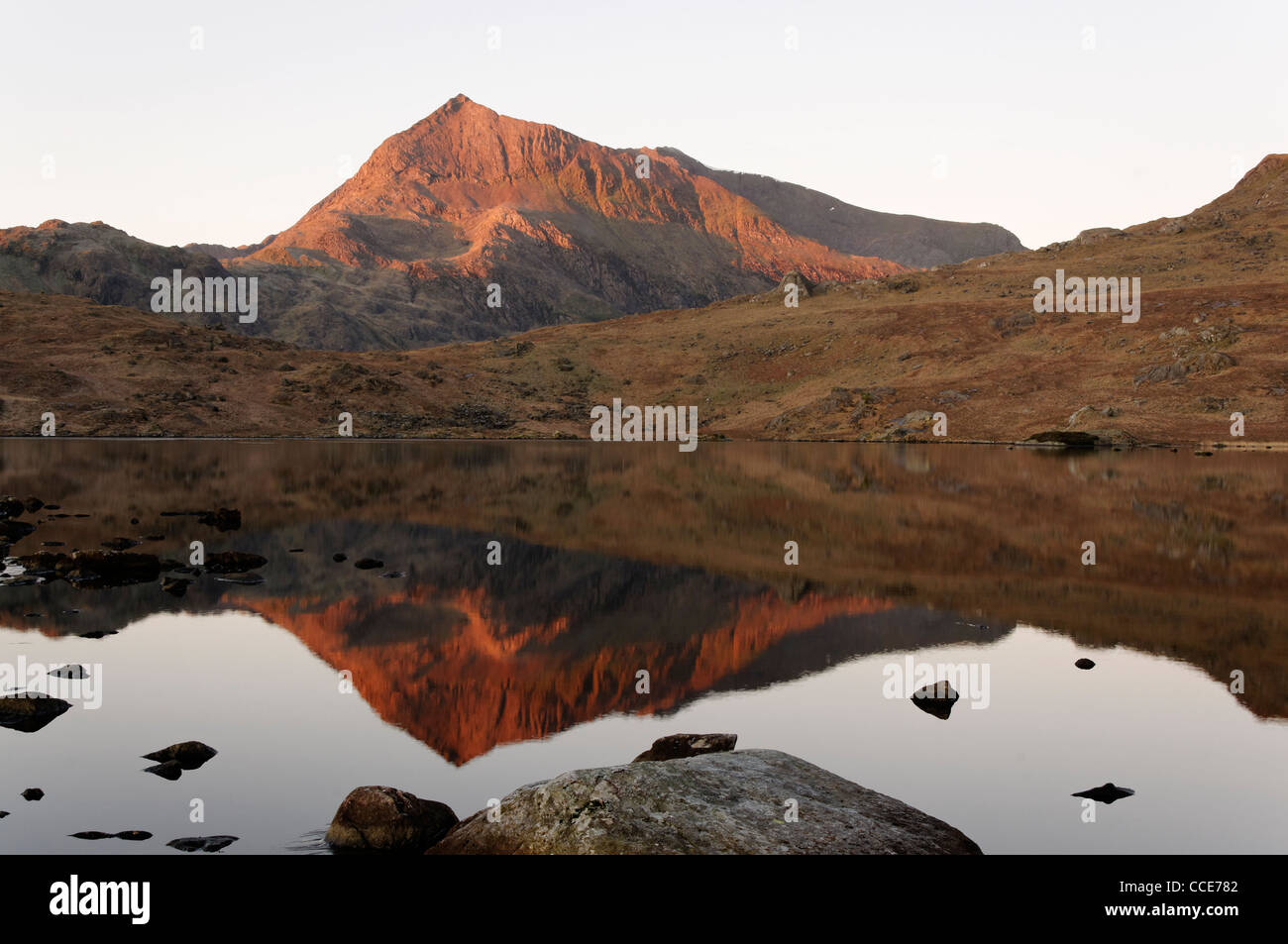 Sunrise over Crib Goch Snowdonia Stock Photo - Alamy