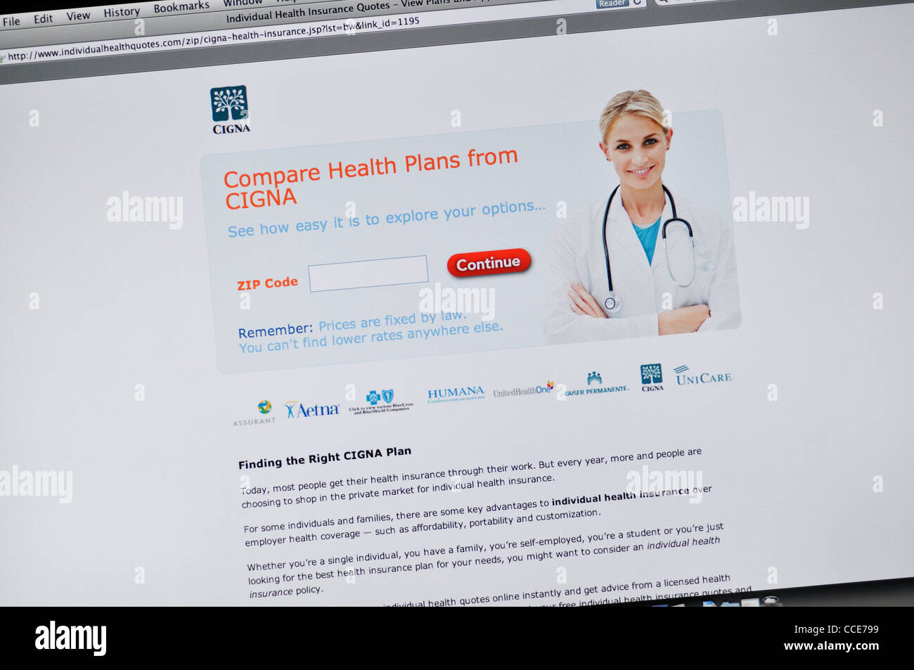 Cigna.com - health insurance company website Stock Photo - Alamy