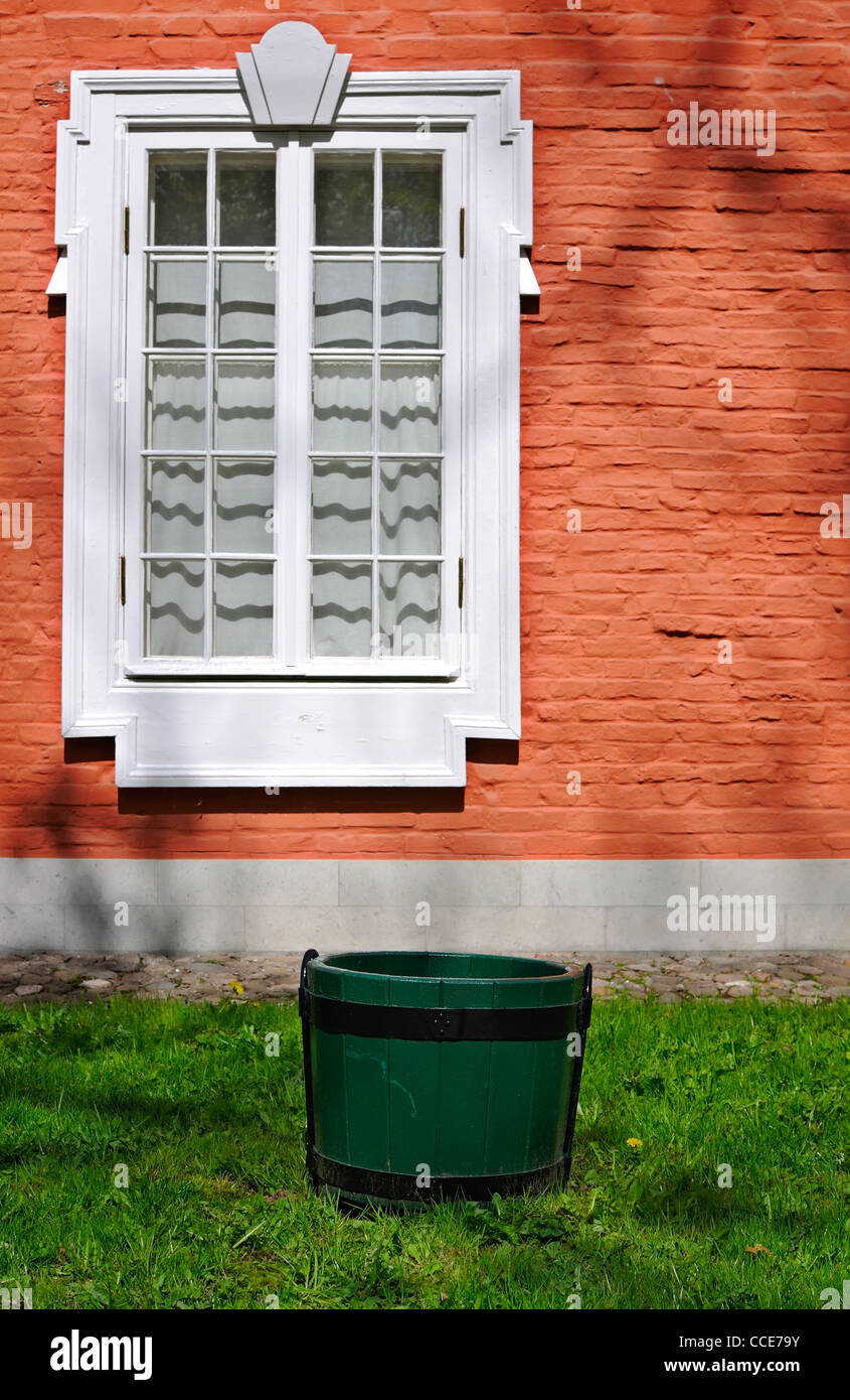 Window and wooden bucket - vintage rural still life Stock Photo - Alamy