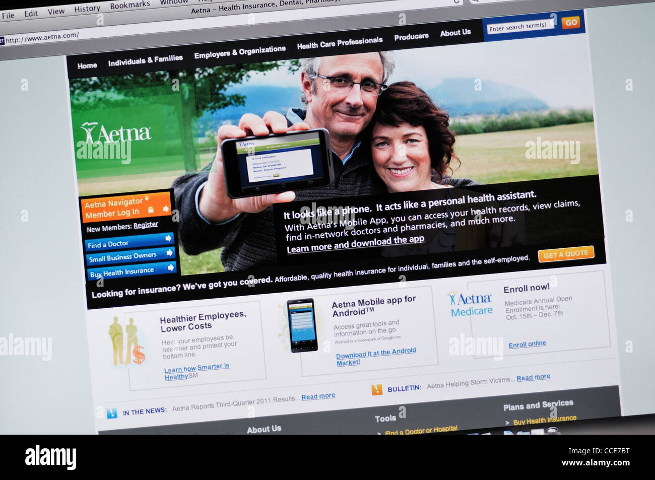 Aetna.com - health insurance company website Stock Photo - Alamy