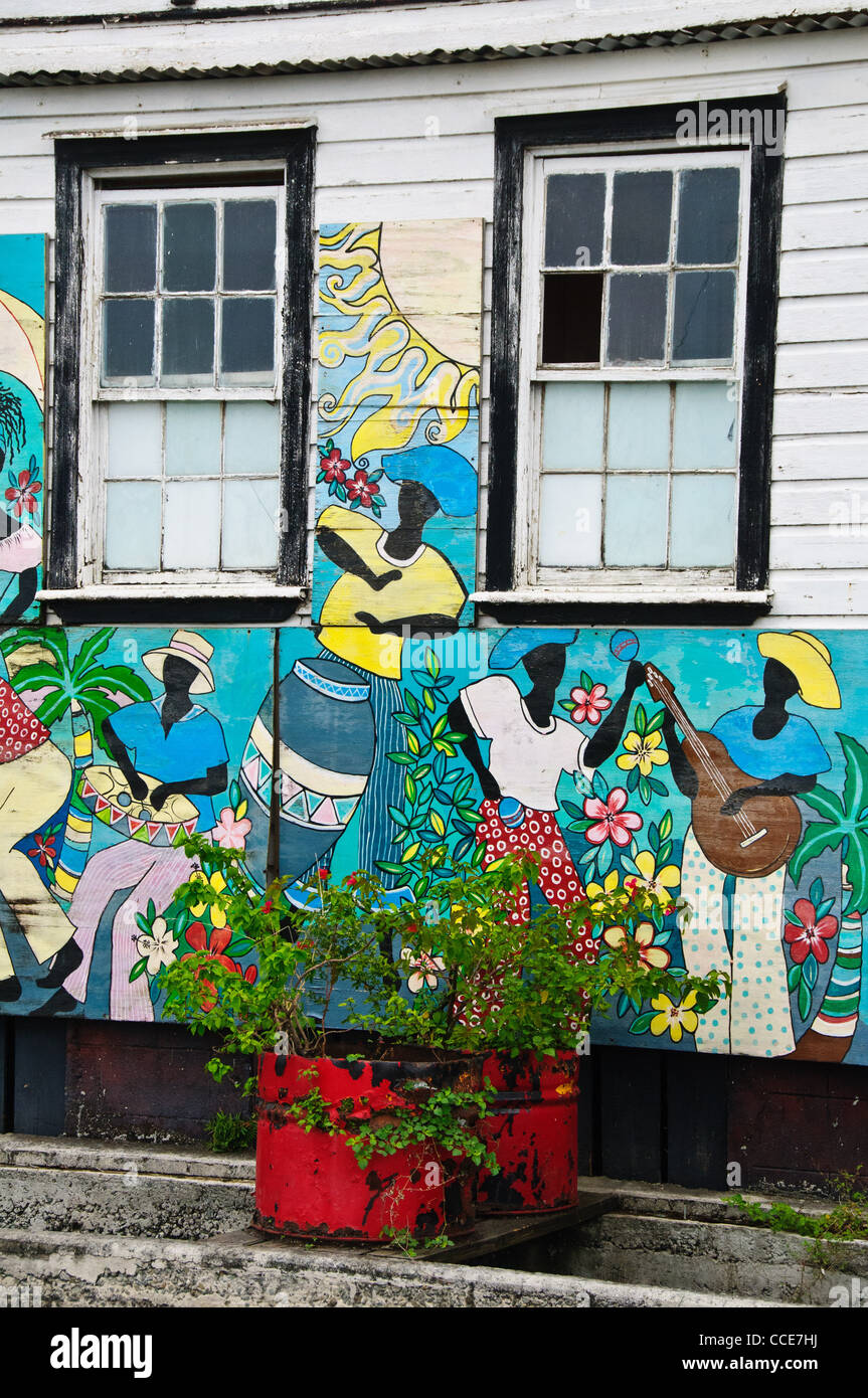 Colorful Caribbean Carnival Mural, St. John's, Antigua Stock Photo - Alamy