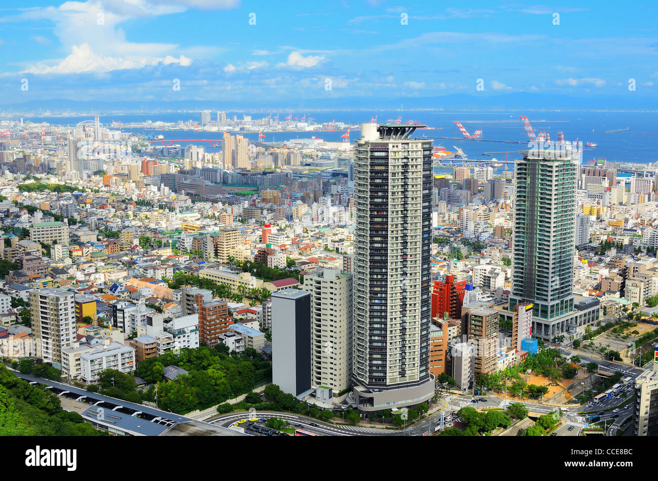 Aerial view of the Sannomiya district in Downtown Kobe, Japan Stock ...