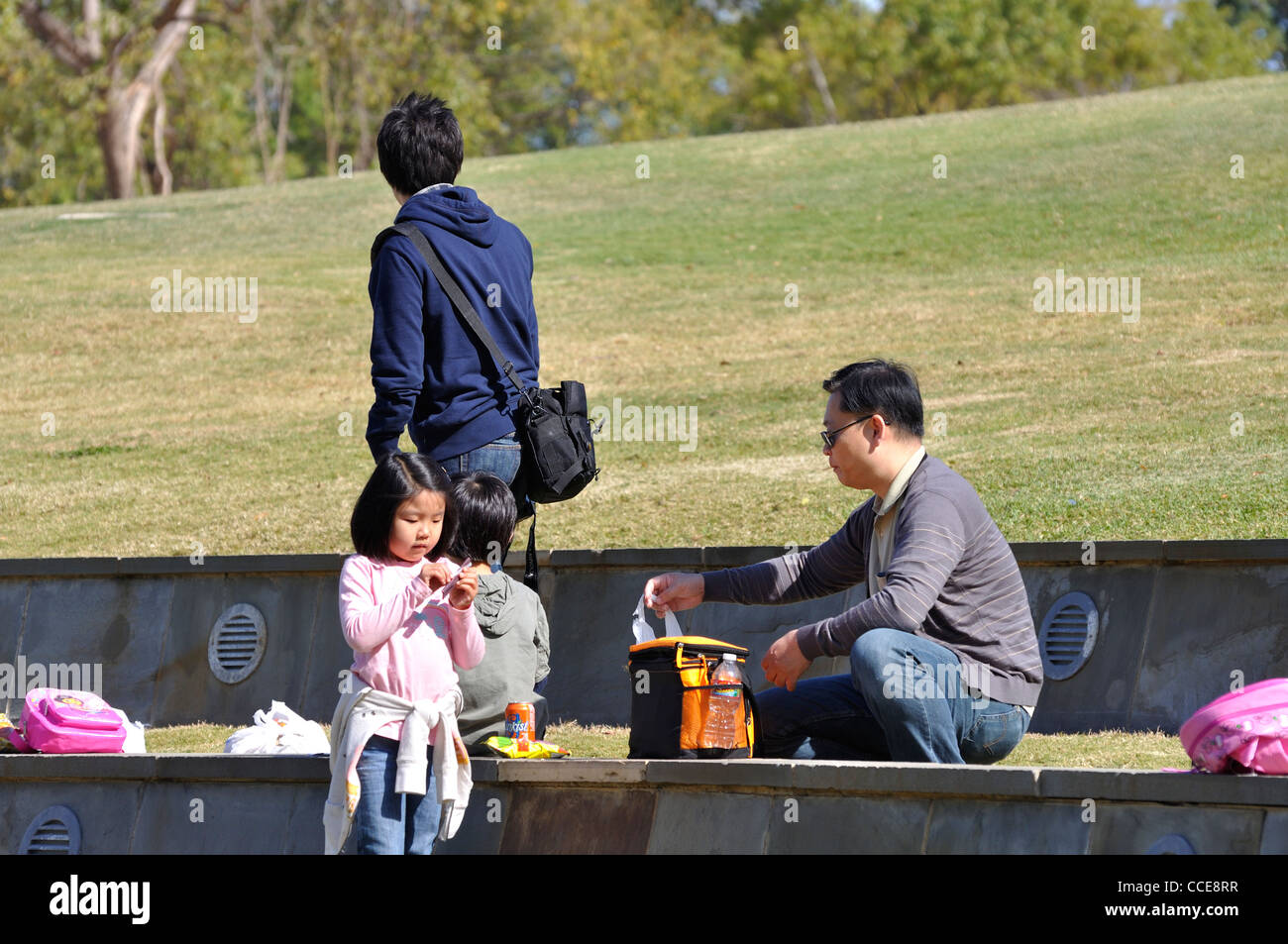 Dallas Arboretum, Texas, USA - Chinese family on picnic Stock Photo - Alamy