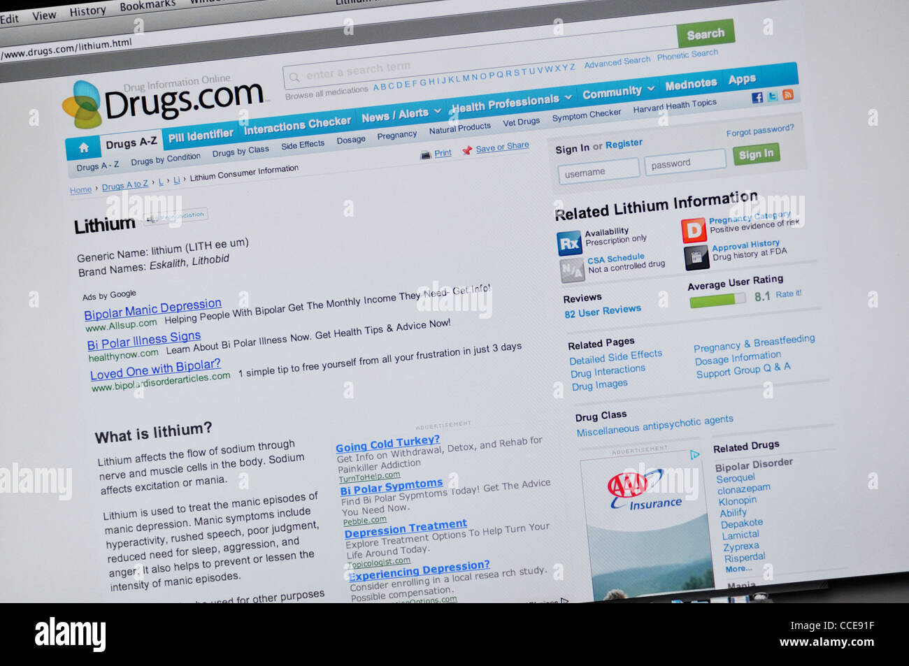 Drugs.com - prescription drug information website Stock Photo - Alamy