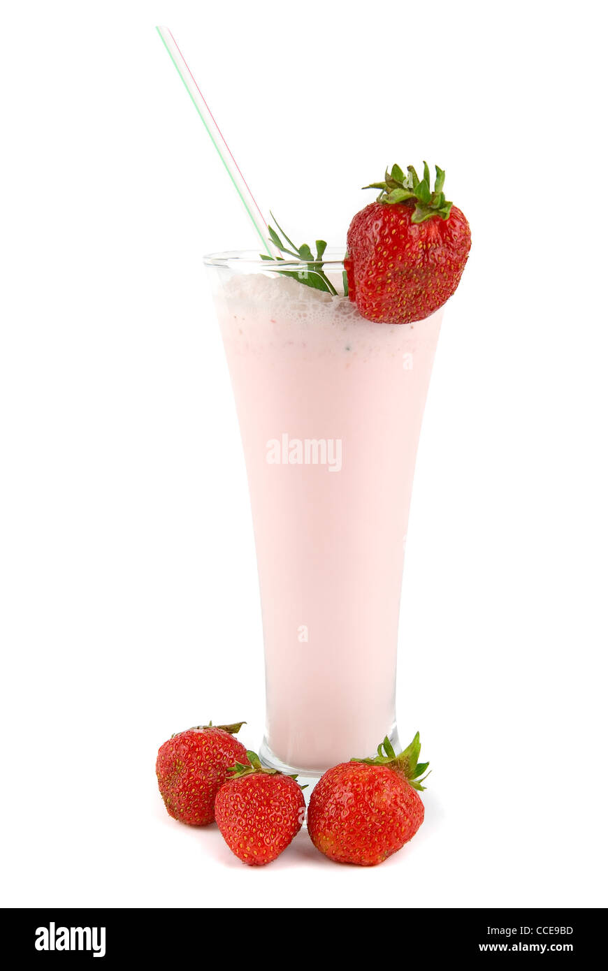 Cocktail with strawberry isolated on white background Stock Photo - Alamy