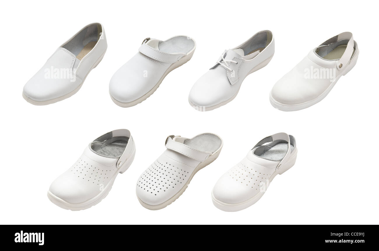 Medical slippers sets isolated on white background Stock Photo - Alamy