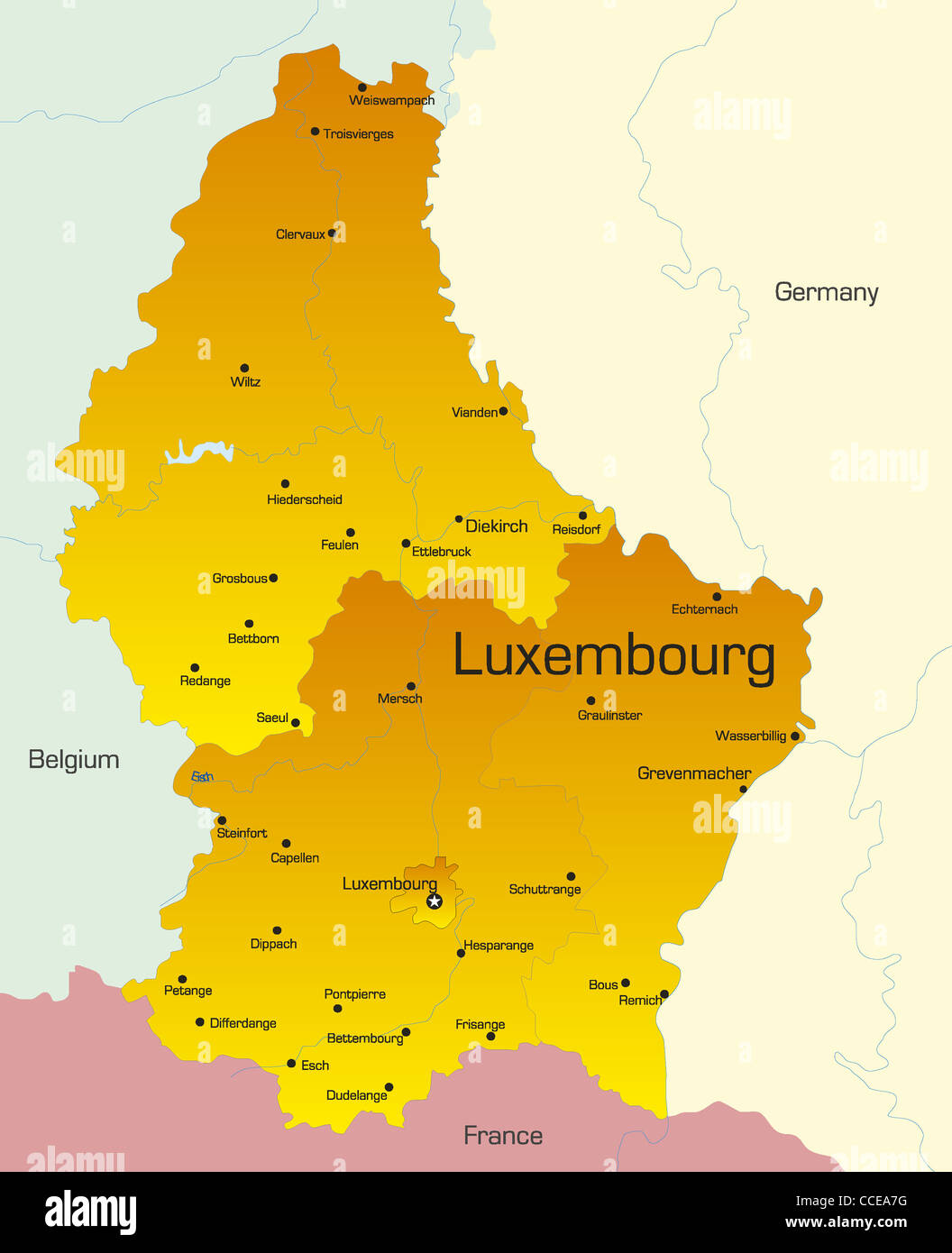 Vector color map of Luxembourg country Stock Photo - Alamy