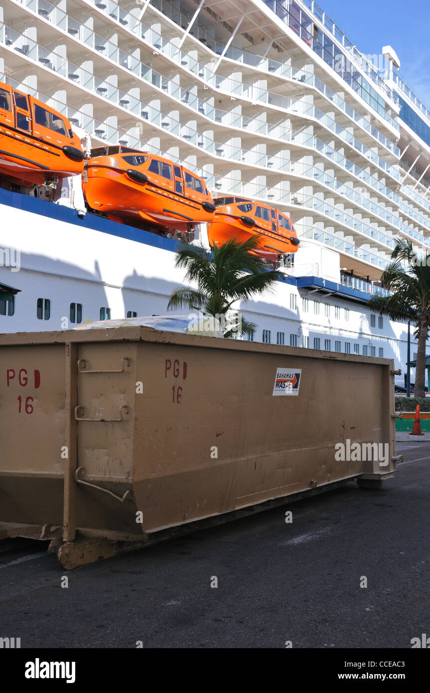 Garbage container, Nassau cruise ship port, Bahamas Stock Photo - Alamy