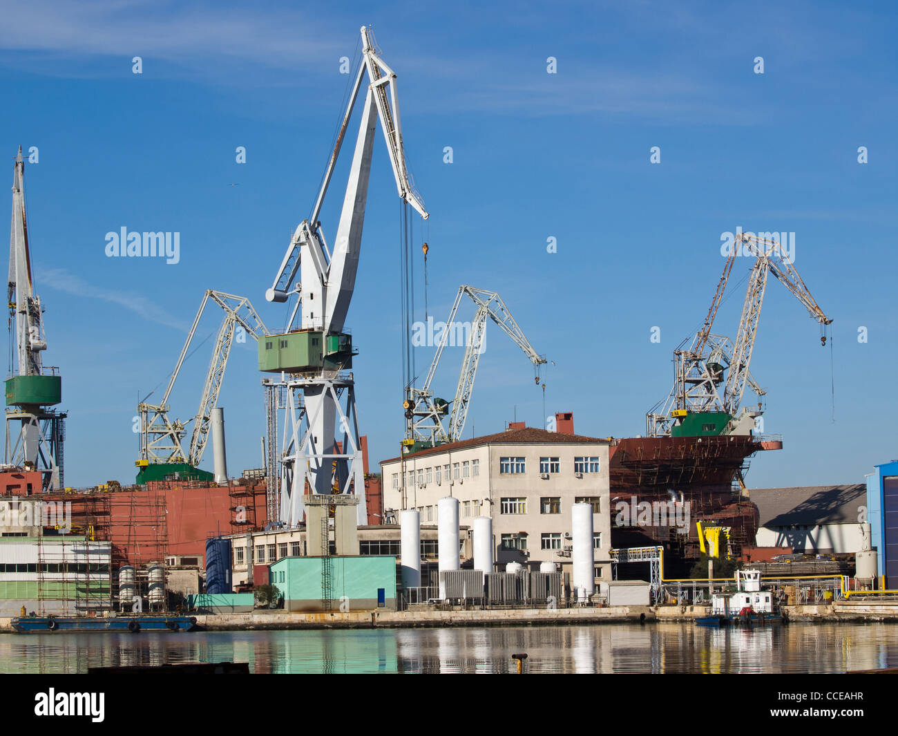 ship and cranes in shipyard Stock Photo - Alamy