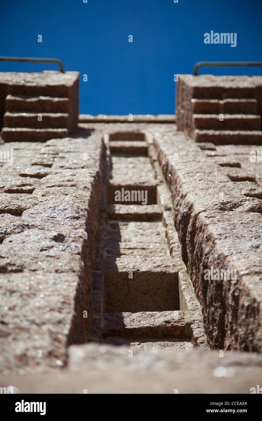 Looking up at the details on a stone building Stock Photo - Alamy
