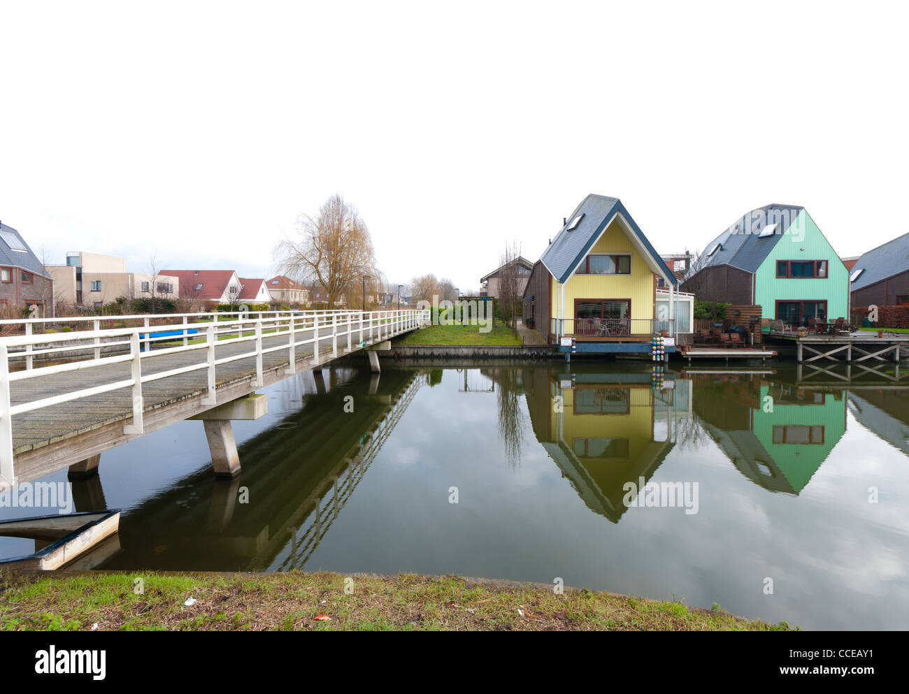 colorful houses at the island district, Almere, the youngest city in ...