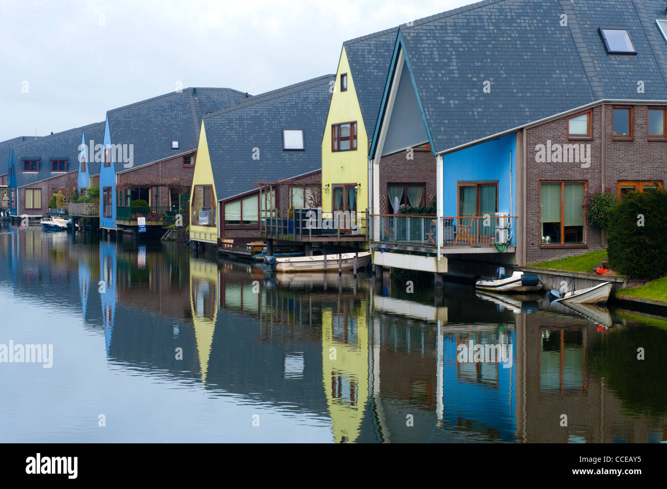 colorful houses at the island district, Almere, the youngest city in ...