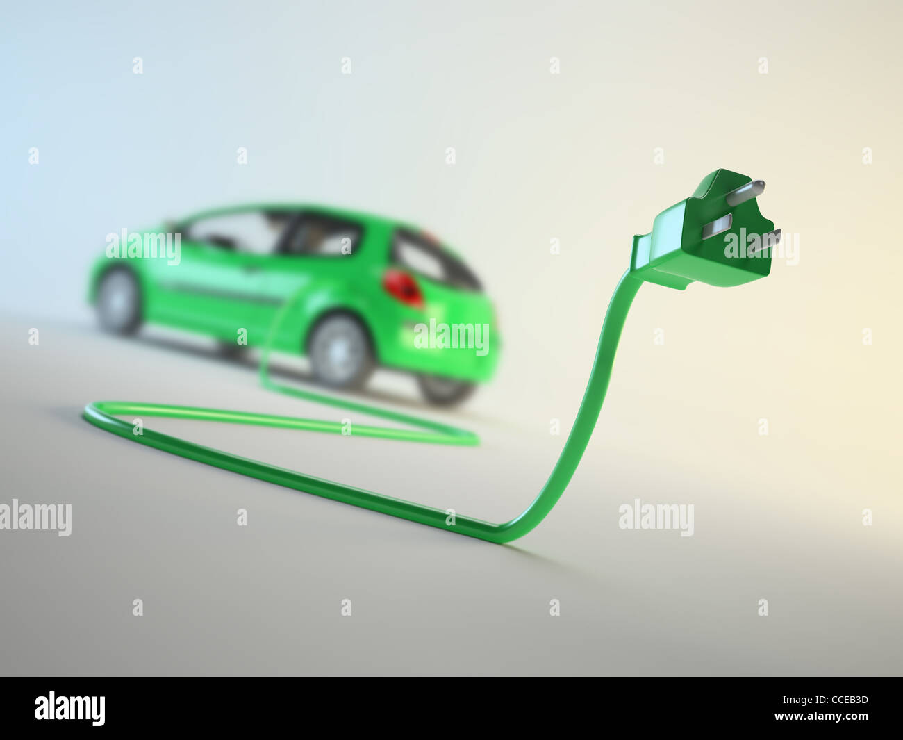 An electric car connected to a plug - EV transport concept Stock Photo ...