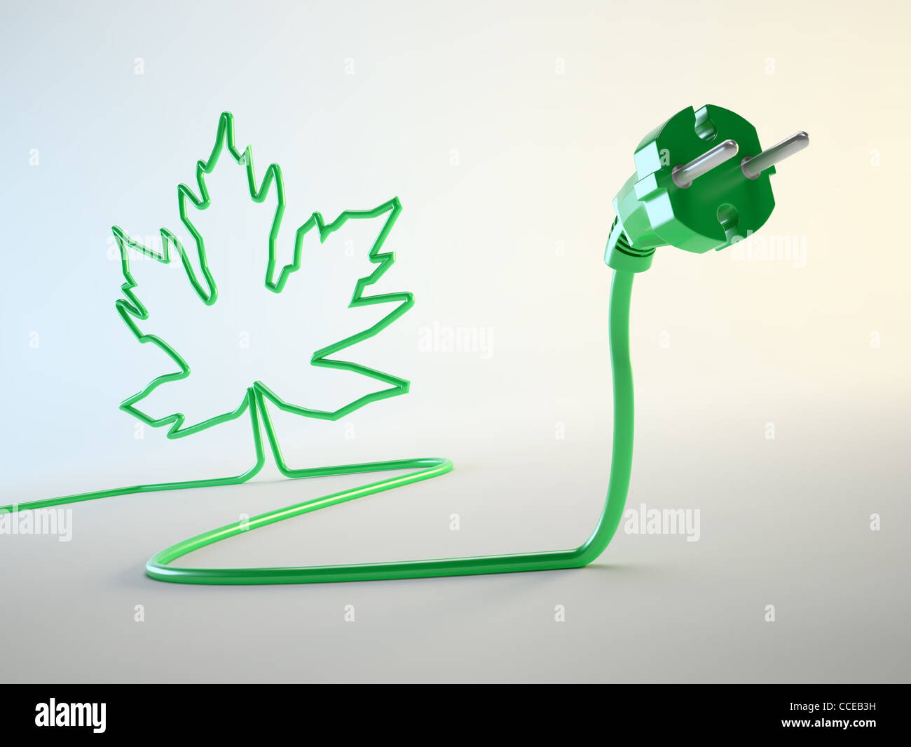 Electric plug with a leaf shaped cord green energy concept Stock Photo ...