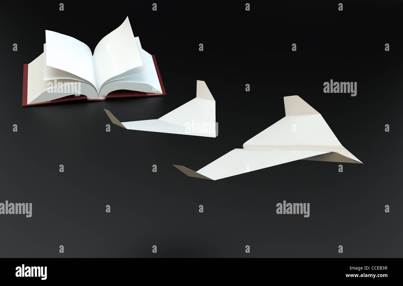 Book pages flying of as paper planes - imagination concept Stock Photo ...