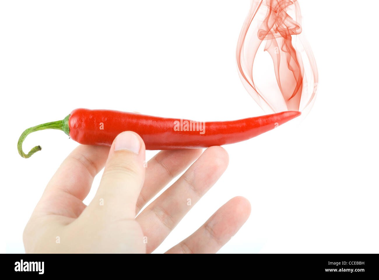 Hot peppers in hand isolated on a white Stock Photo - Alamy