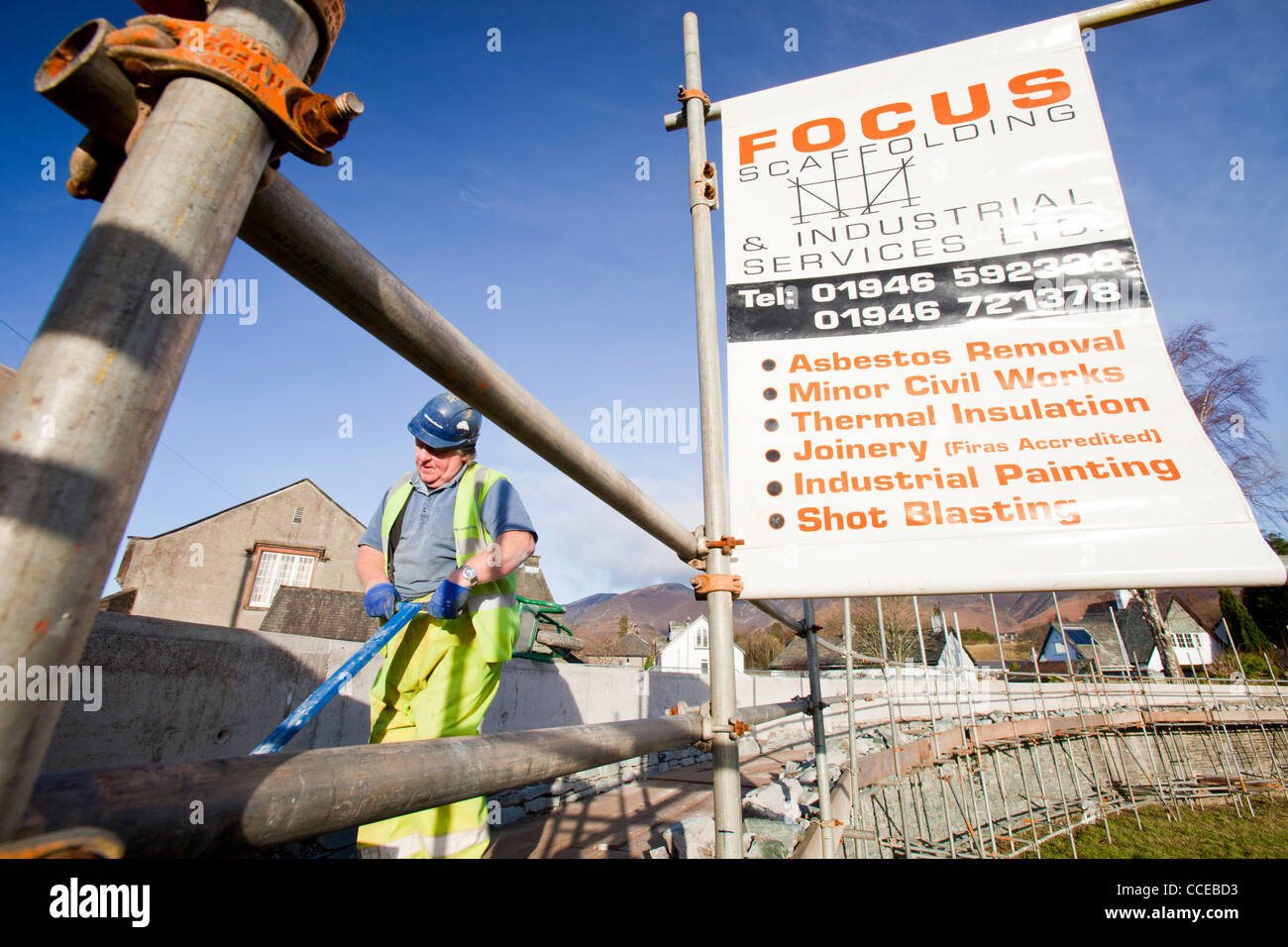 Building flood defences in Keswick sfter the disastrous 2009 floods ...