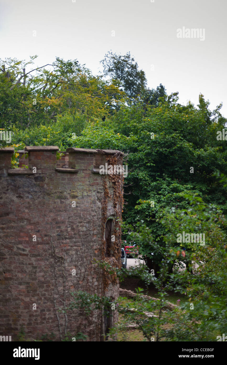 The top of a folly in a wood just on front of a car park Stock Photo ...