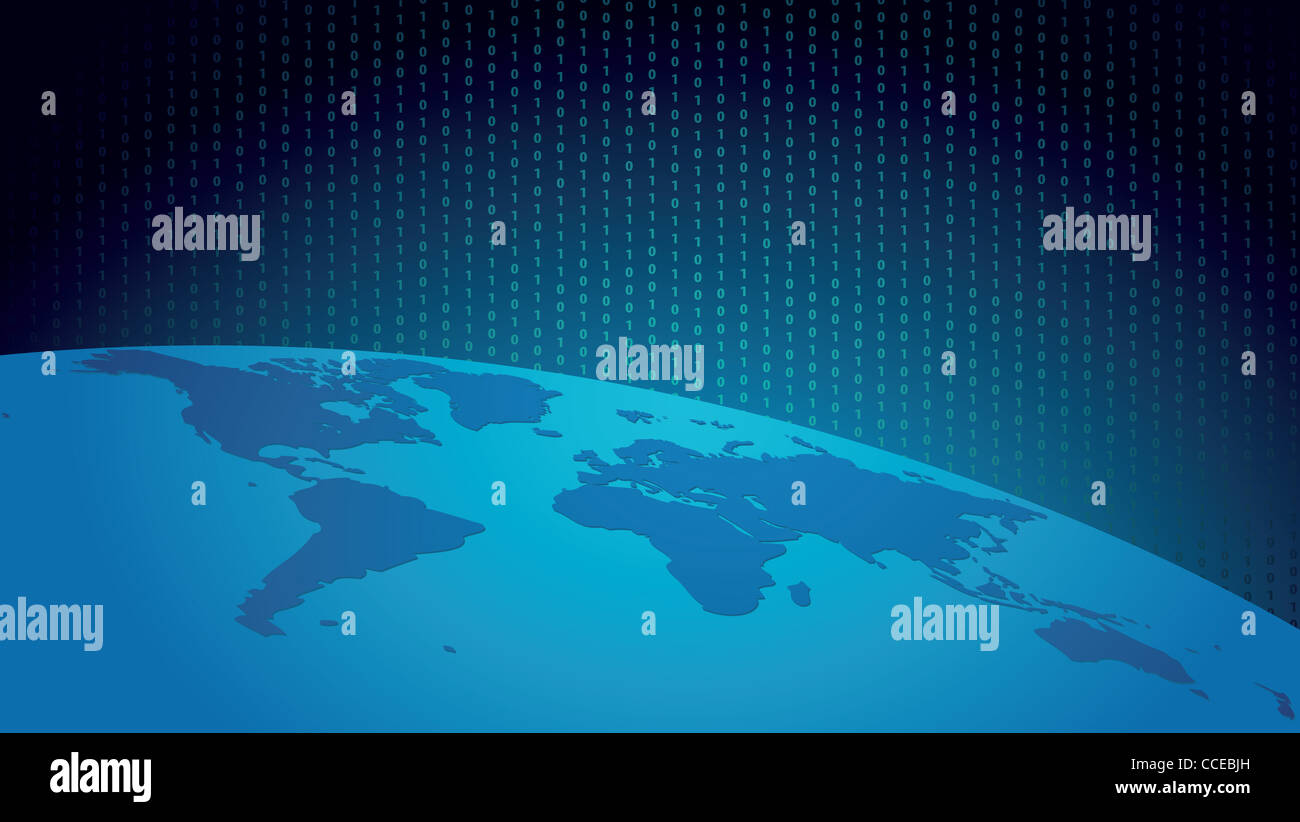 wide-screen abstract illustration of digital world Stock Photo - Alamy