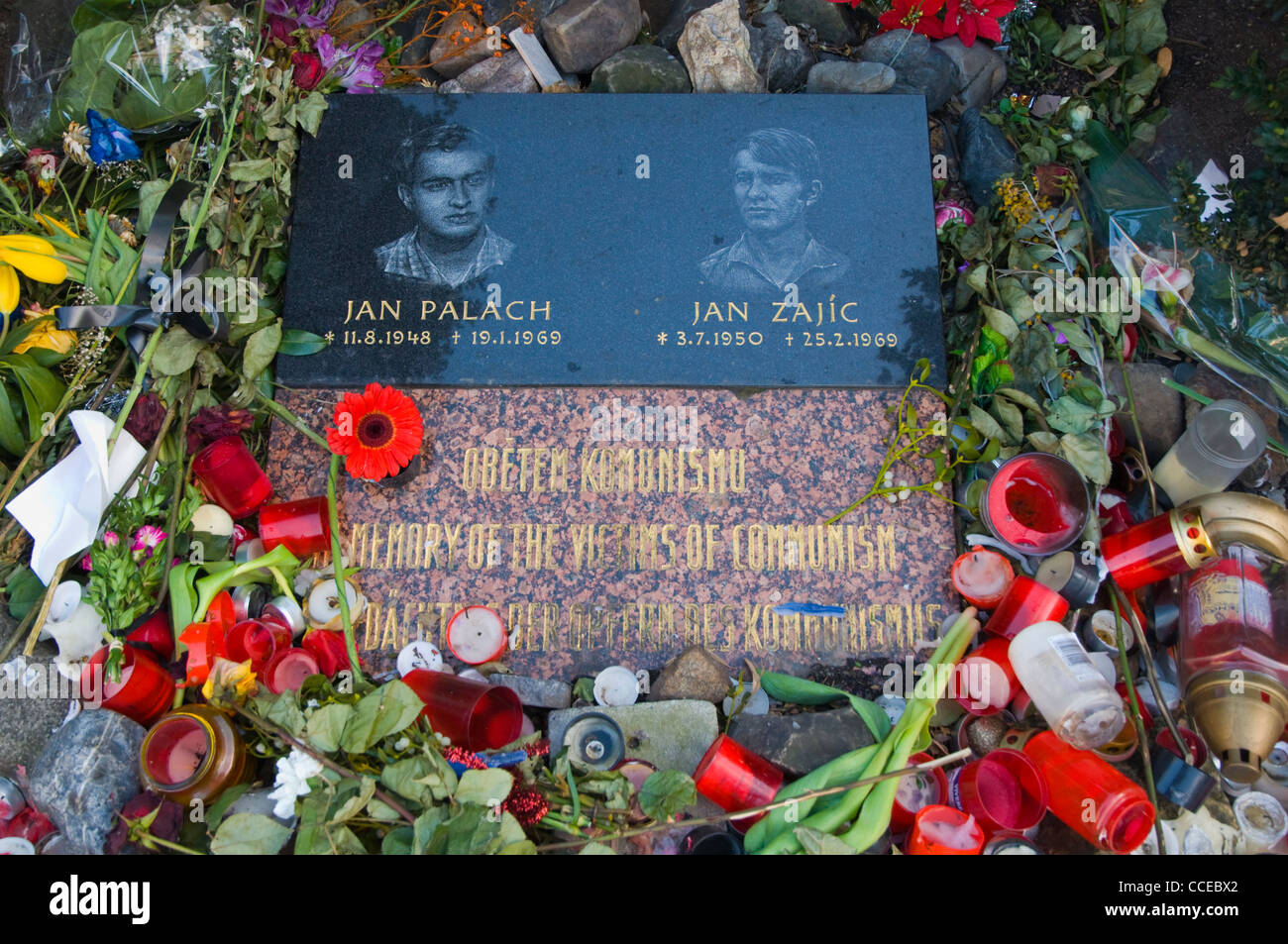 Memorial to Jan Palach and Jan Zajic who burnt themselves to death at ...