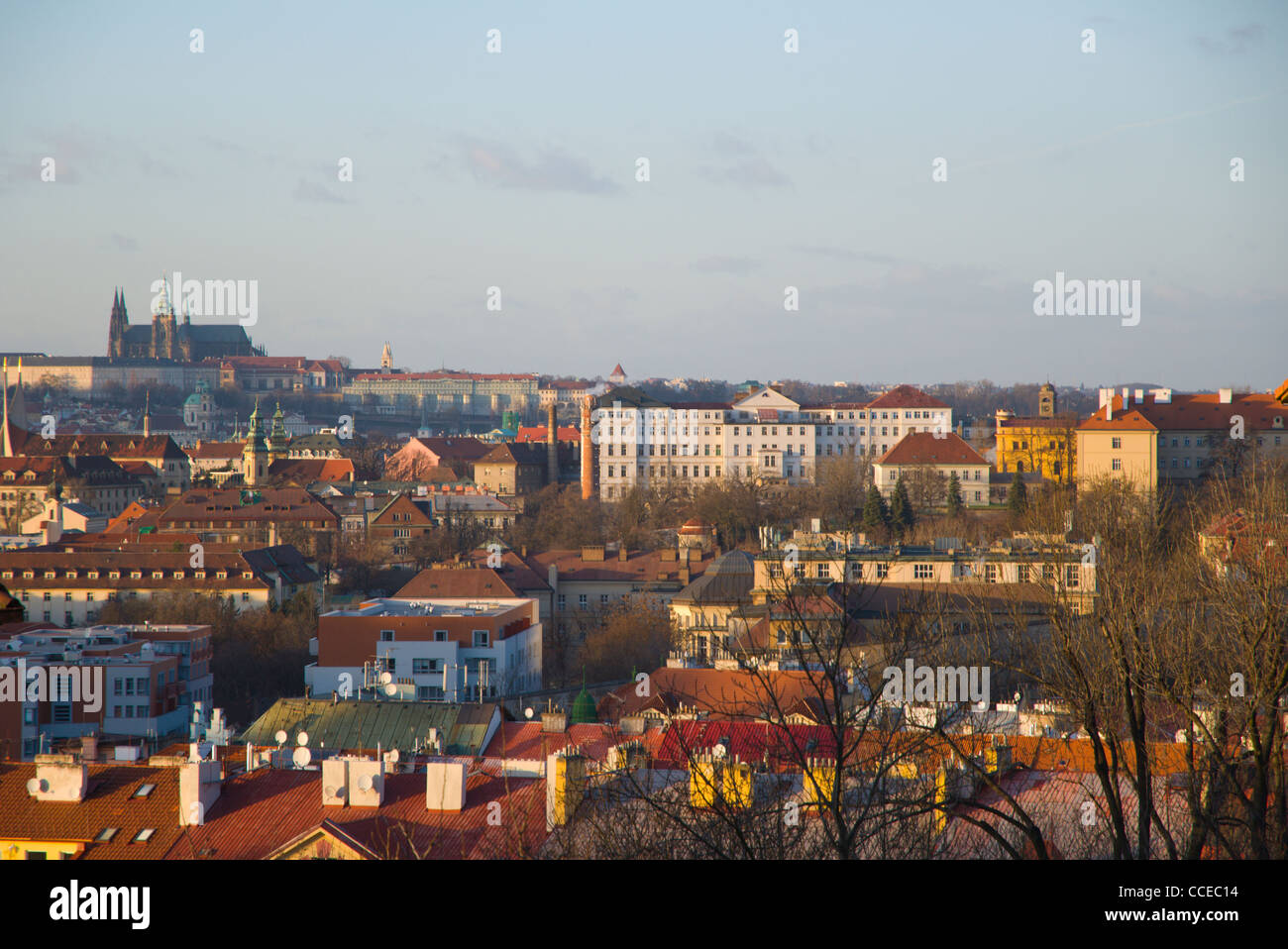 Nusle district with Nove Mesto and Prazky Hrad the castle in background ...