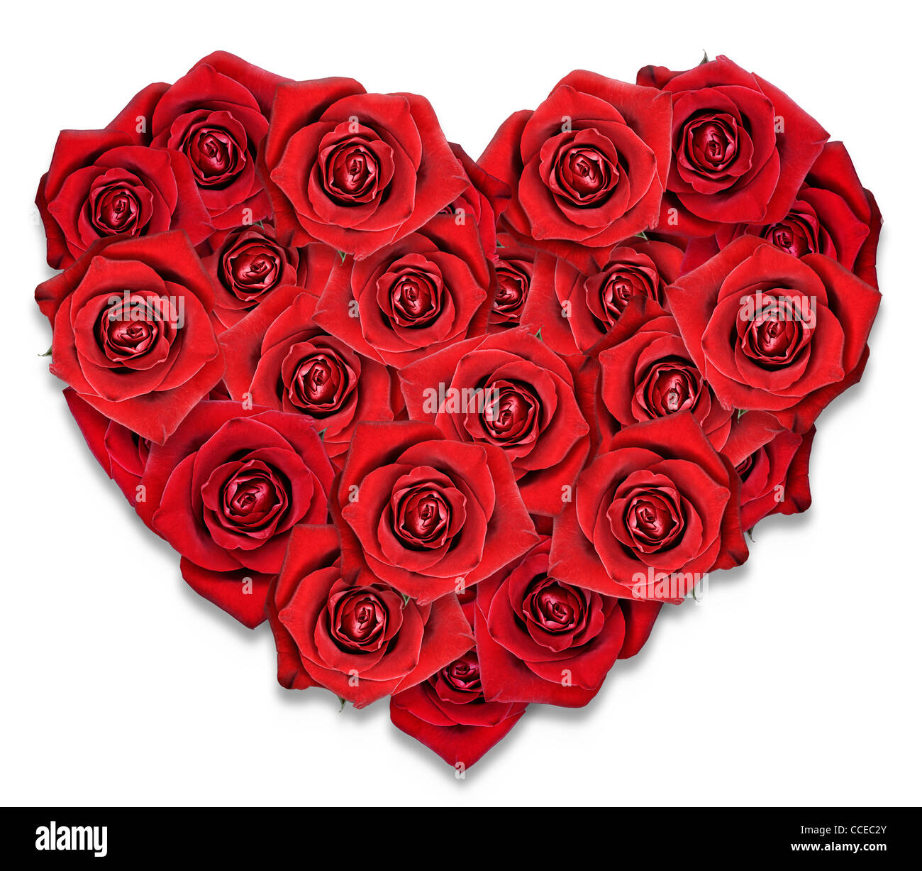 Red roses in the shape of the heart. White background Stock Photo - Alamy