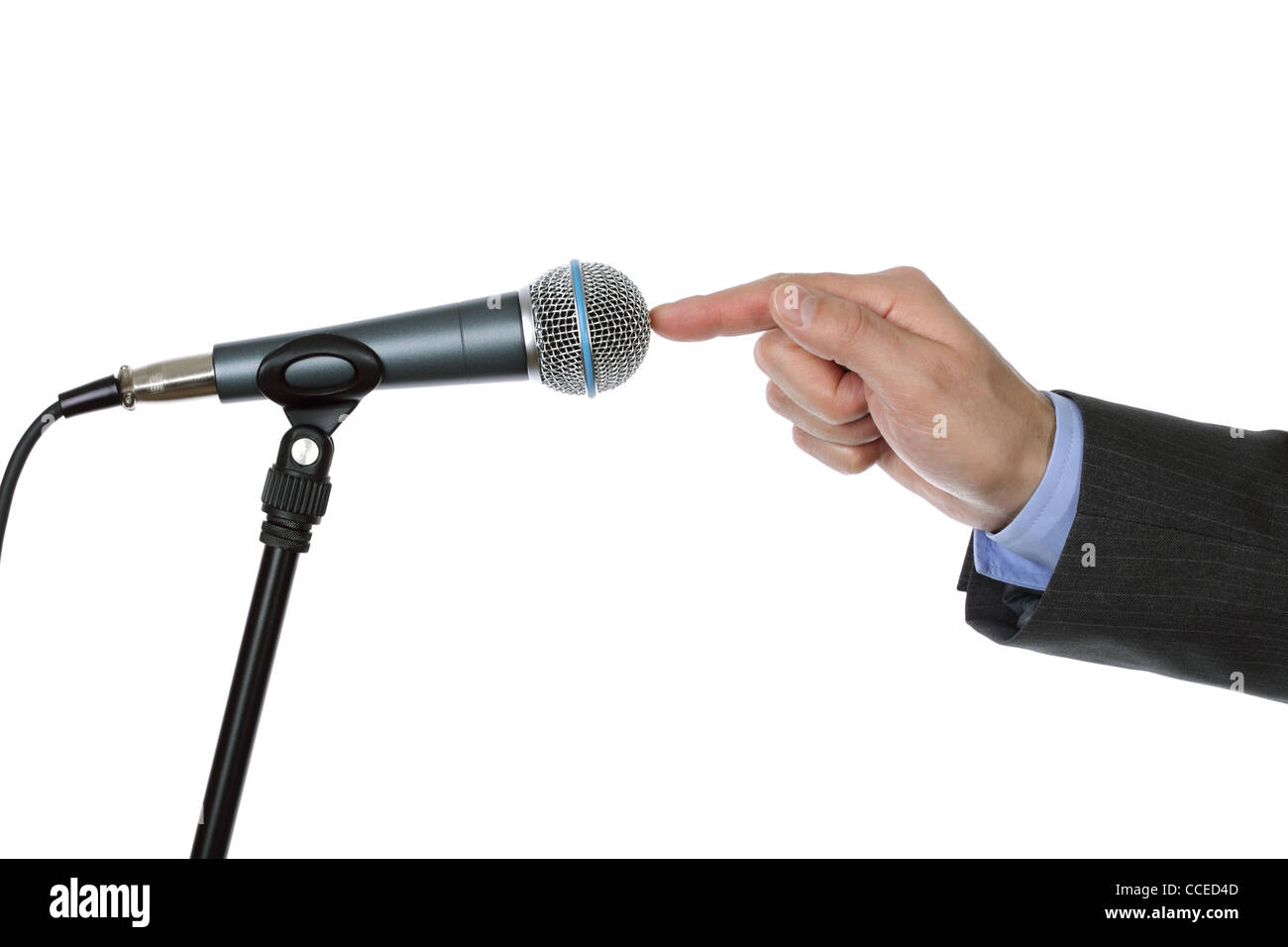 Interview with microphone Stock Photo - Alamy