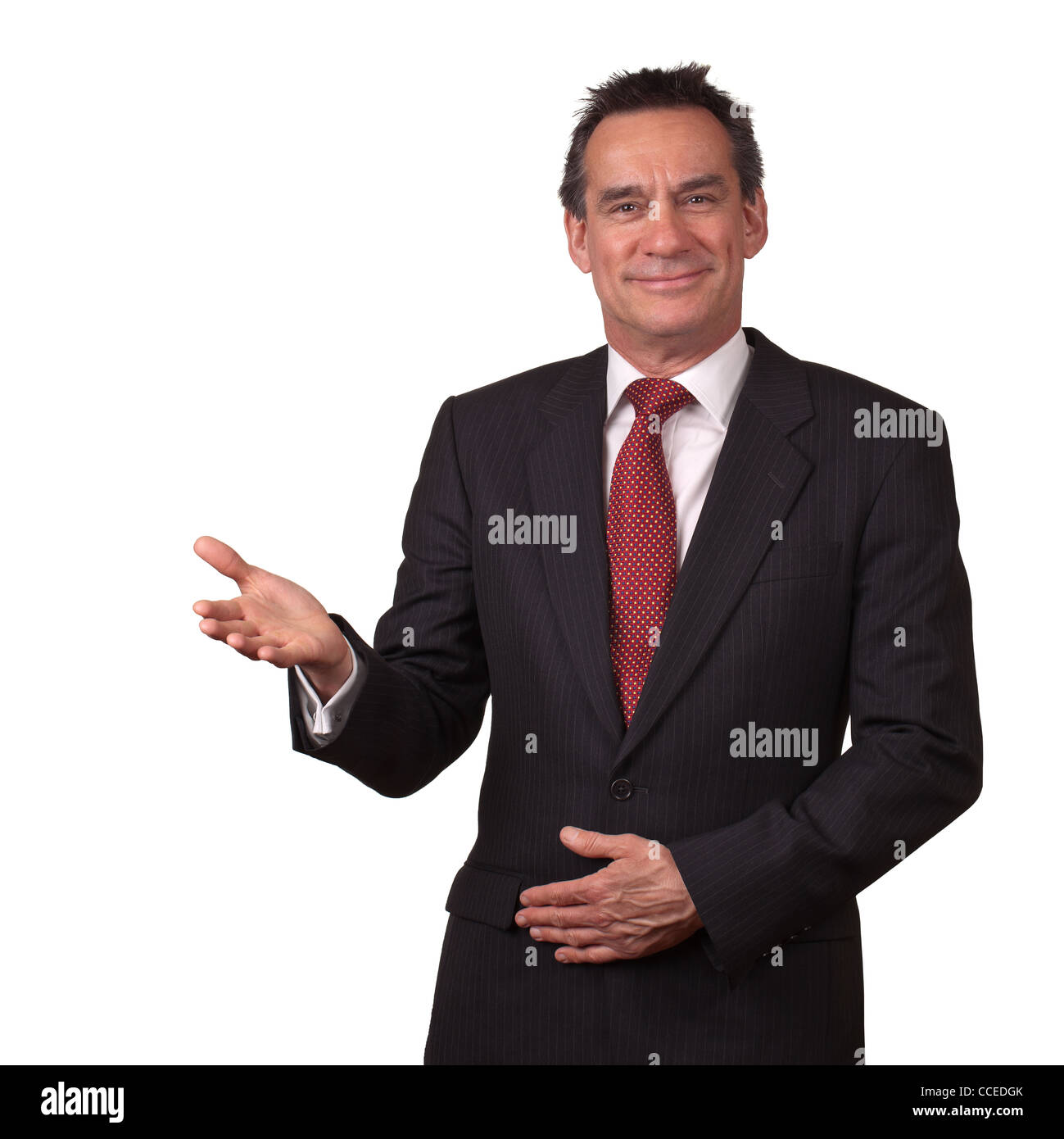 Attractive Middle Age Business Man in Suit Smiling Welcome Stock Photo ...