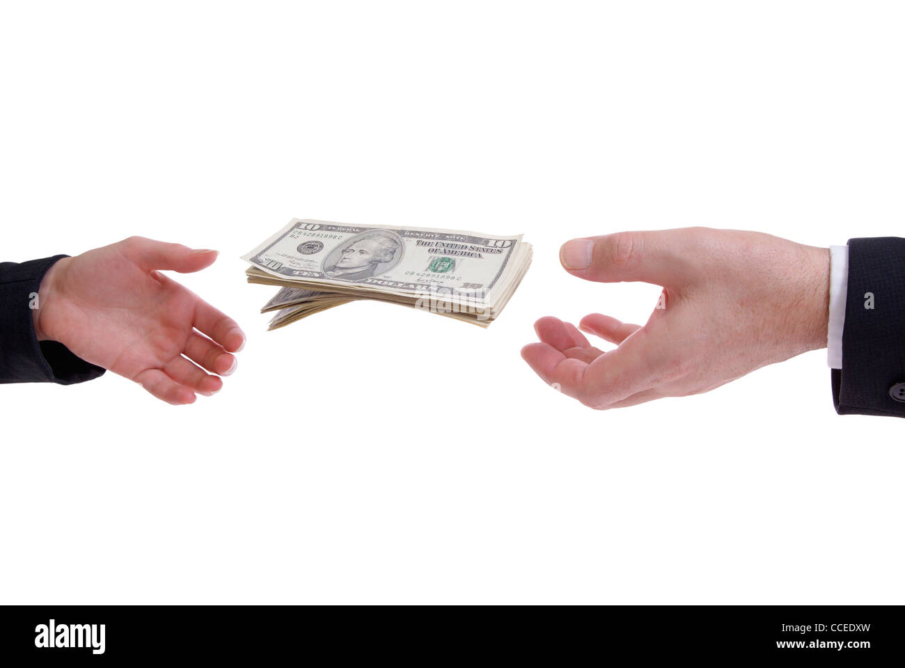 falling american dollars isolated on white background Stock Photo - Alamy