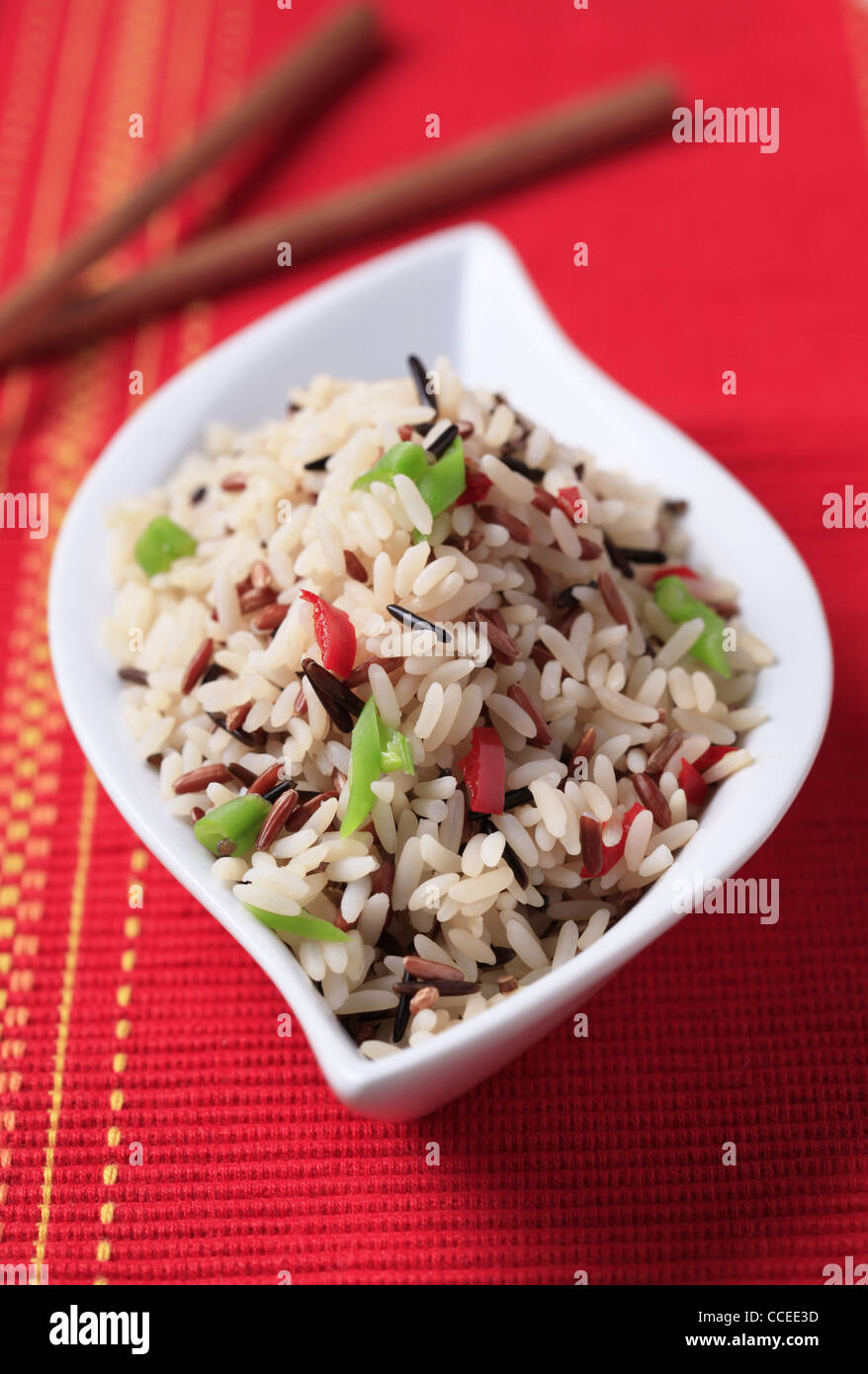 Bowl of mixed rice with vegetable Stock Photo - Alamy