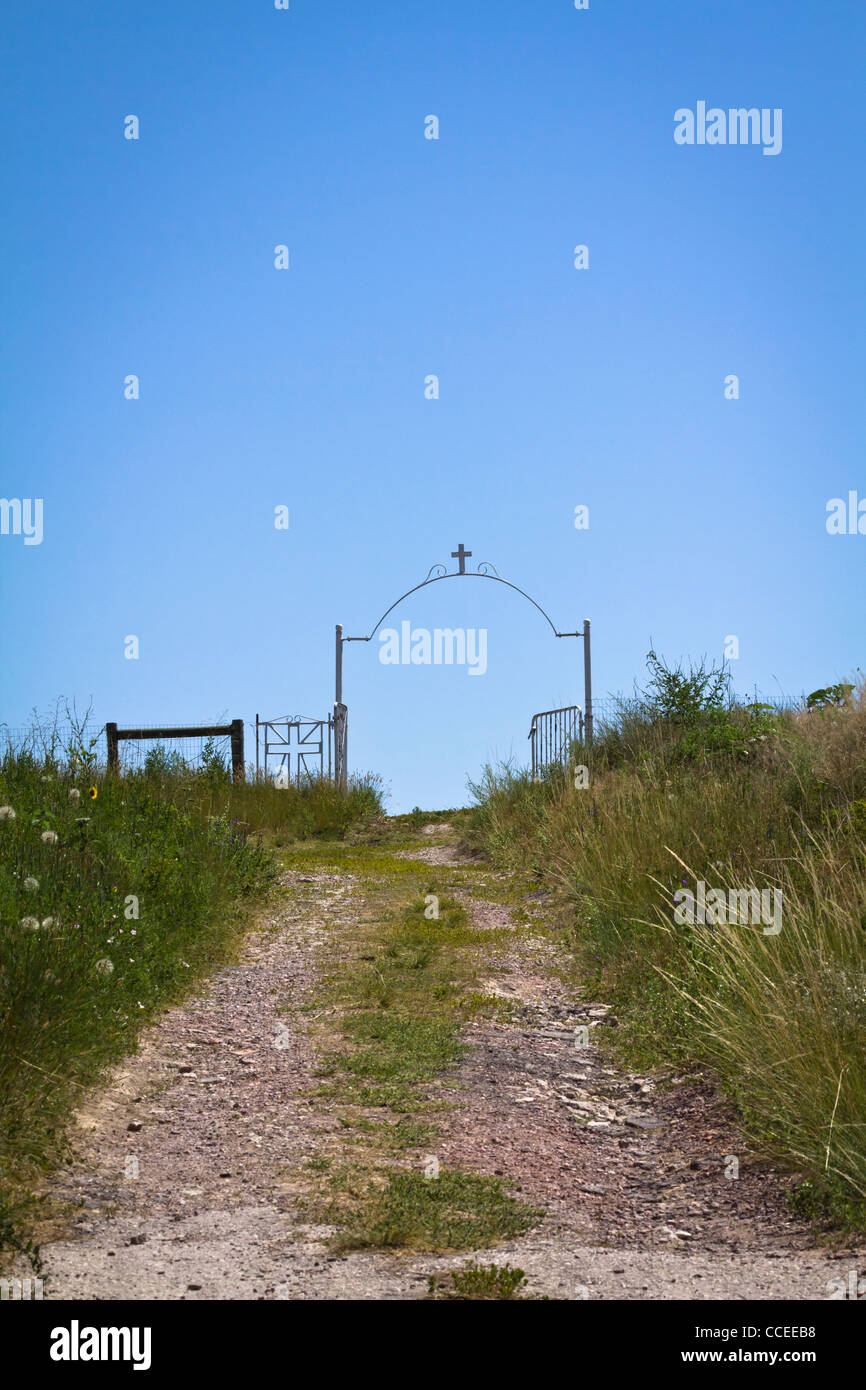 Native American Reservation the Pine Ridge entrance to the cementary ...